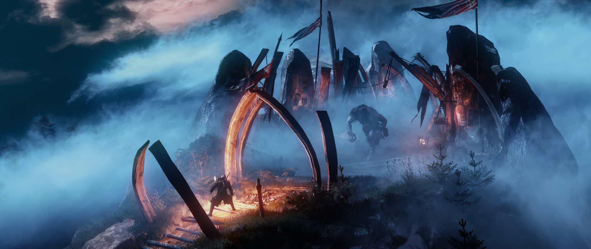 Geralt Faces the Giant: The Witcher 3 Ultra HD Warrior Wallpaper by ...