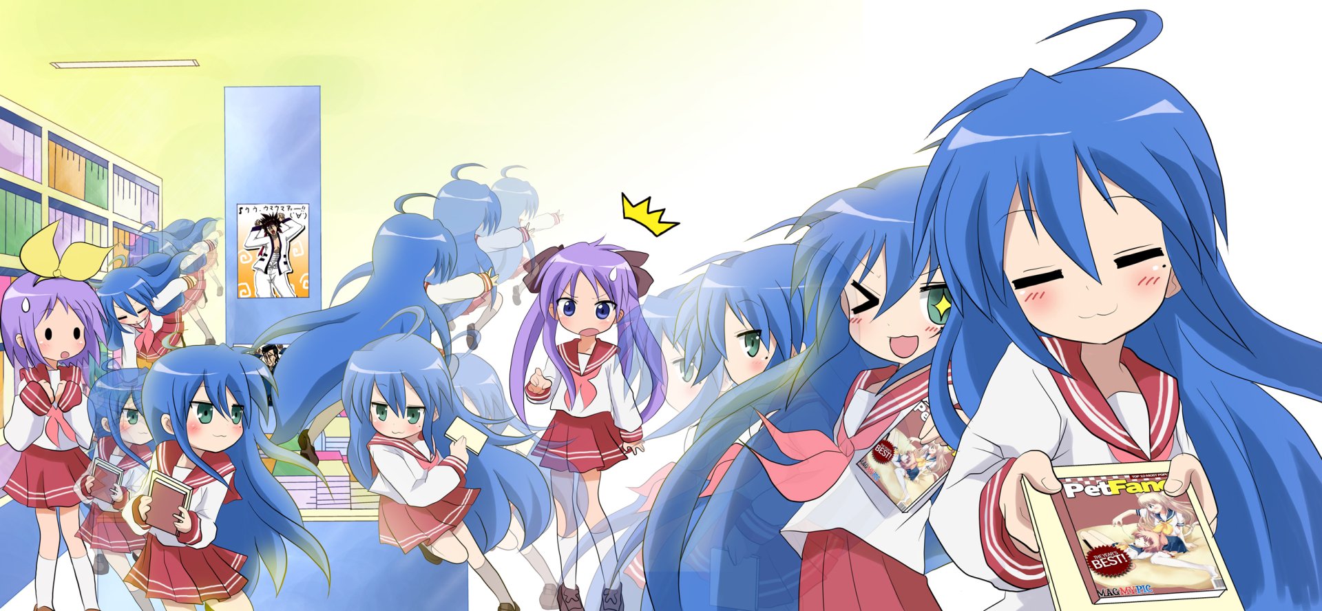 Lucky Star HD Wallpaper — Konata's Playful Parade