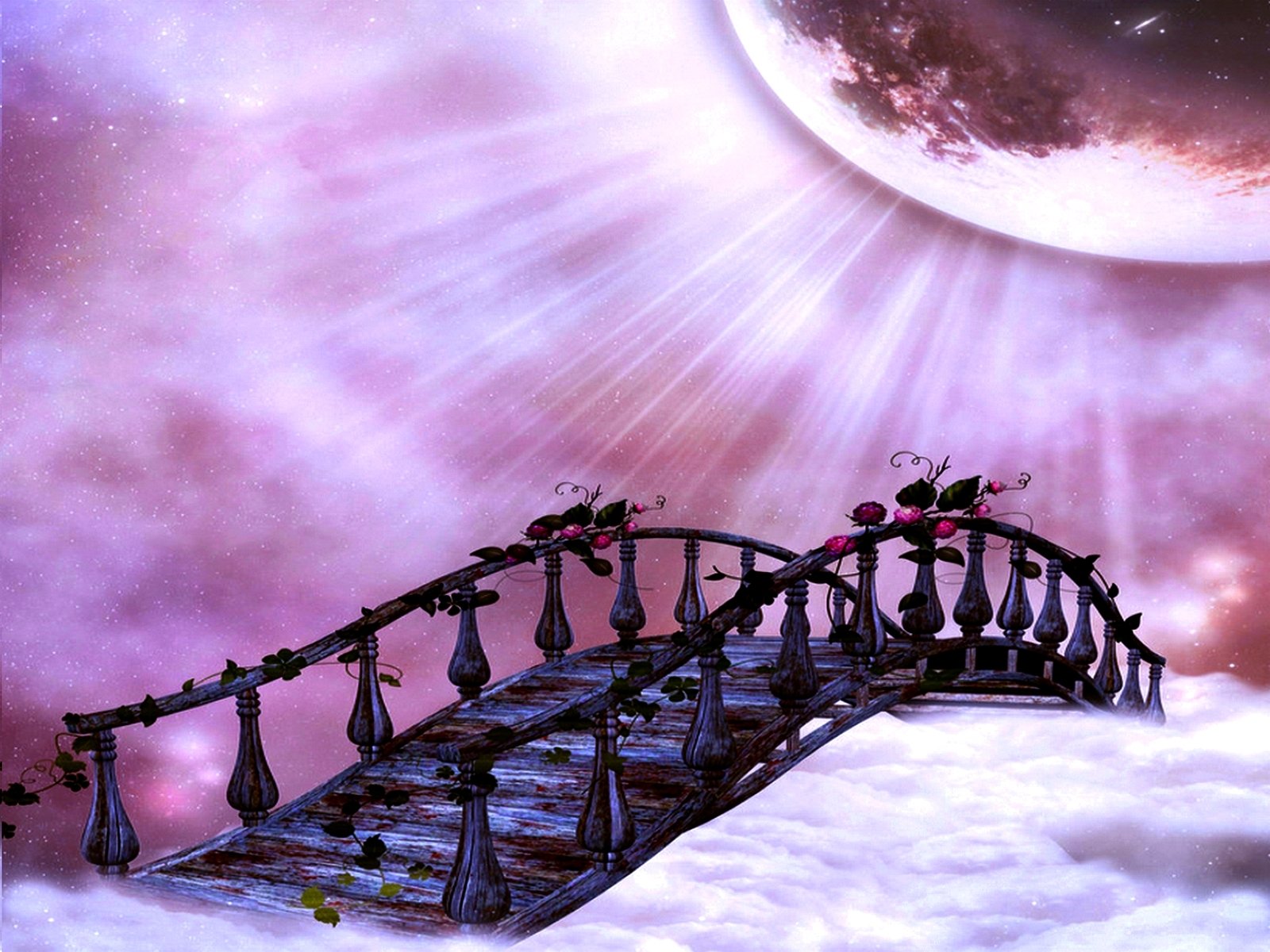 Moonlit Rose Bridge — Artistic HD Wallpaper