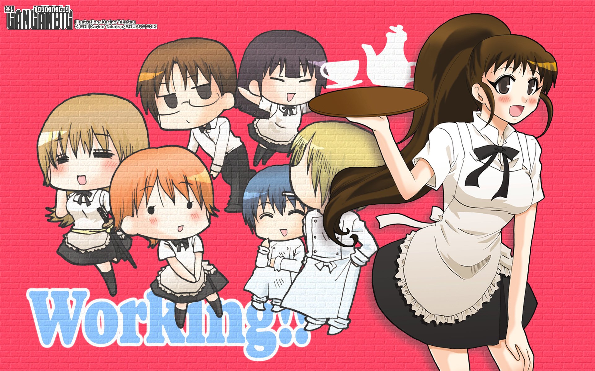 Working!! Anime HD Wallpaper – Energetic Café Crew in Action