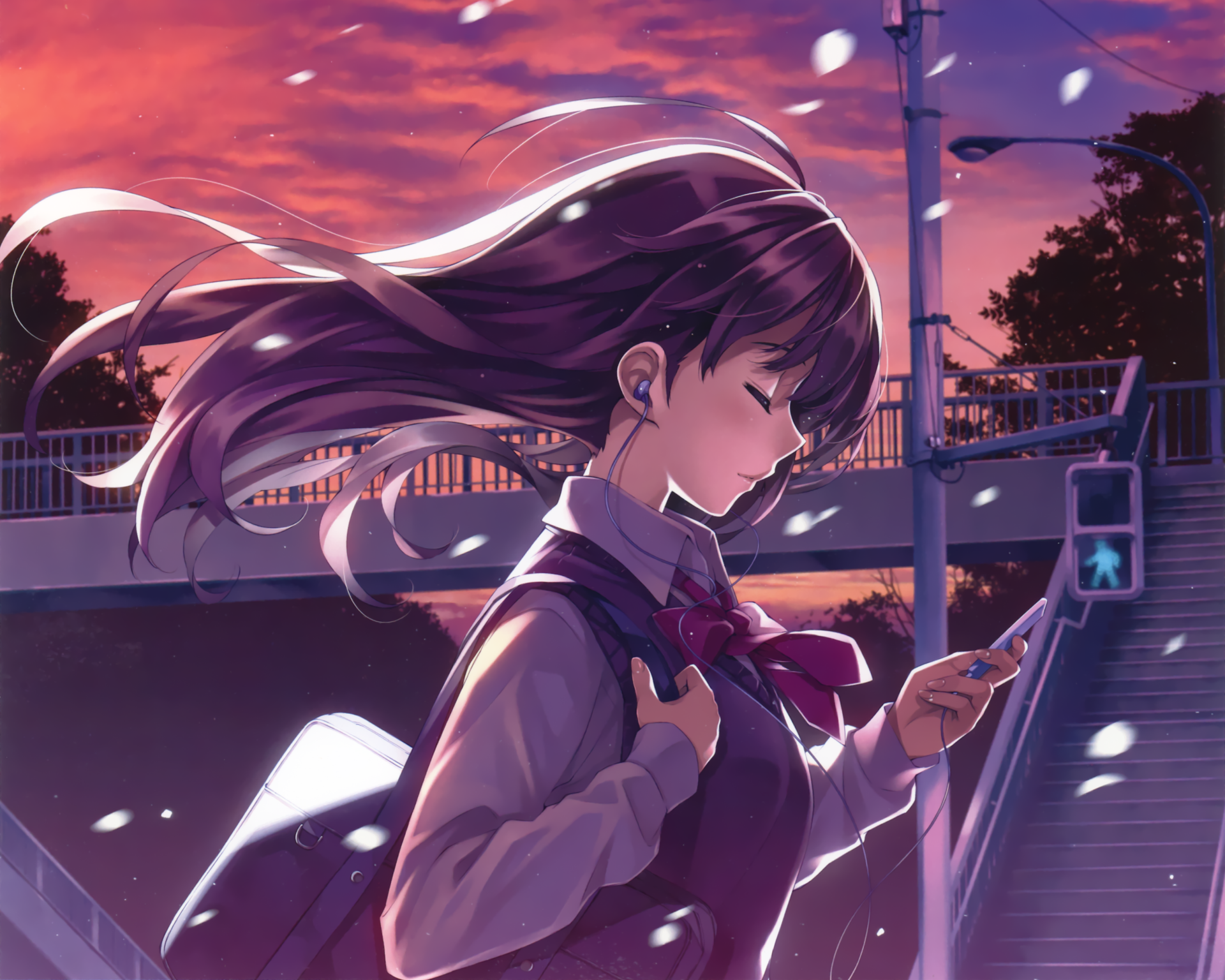 Serene Sunset Anime Girl - HD Wallpaper
