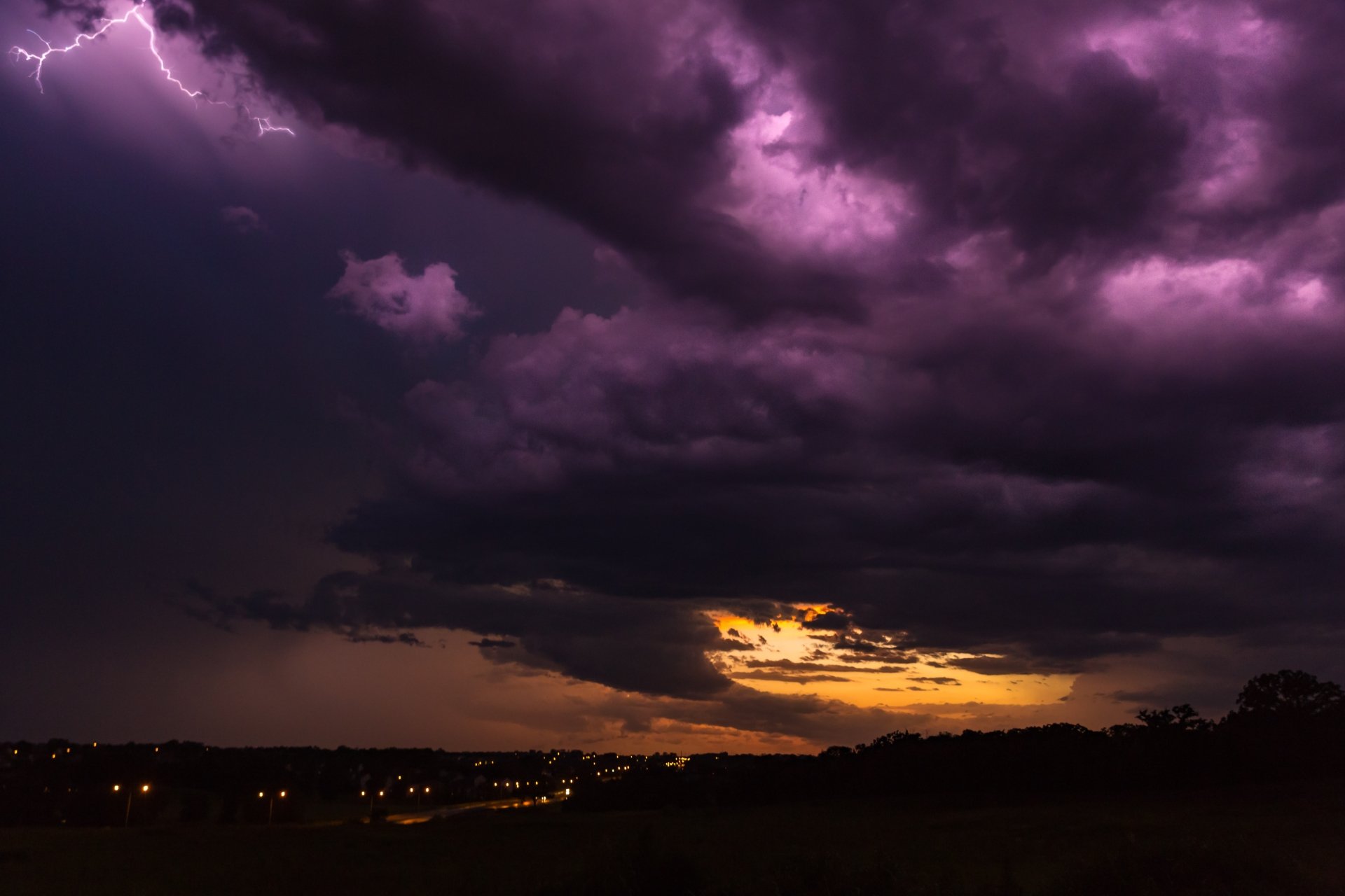 Download Lightning Sky Night Purple Nature Cloud 4k Ultra HD Wallpaper