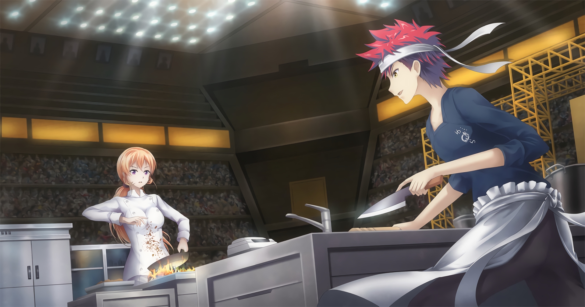 Epic Culinary Duel: Sōma Yukihira & Erina Nakiri | Food Wars HD Wallpaper