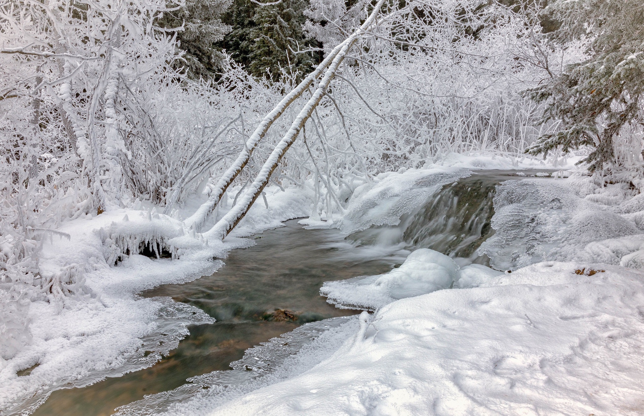 Download Winter Snow Frozen Ice Nature Stream HD Wallpaper