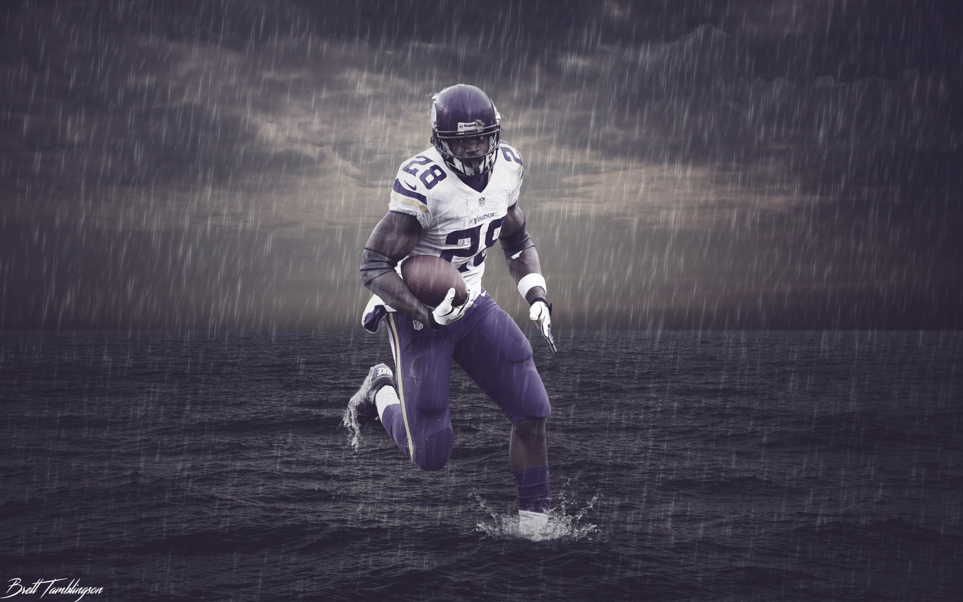 Dynamic Football Player HD Wallpaper in Rain