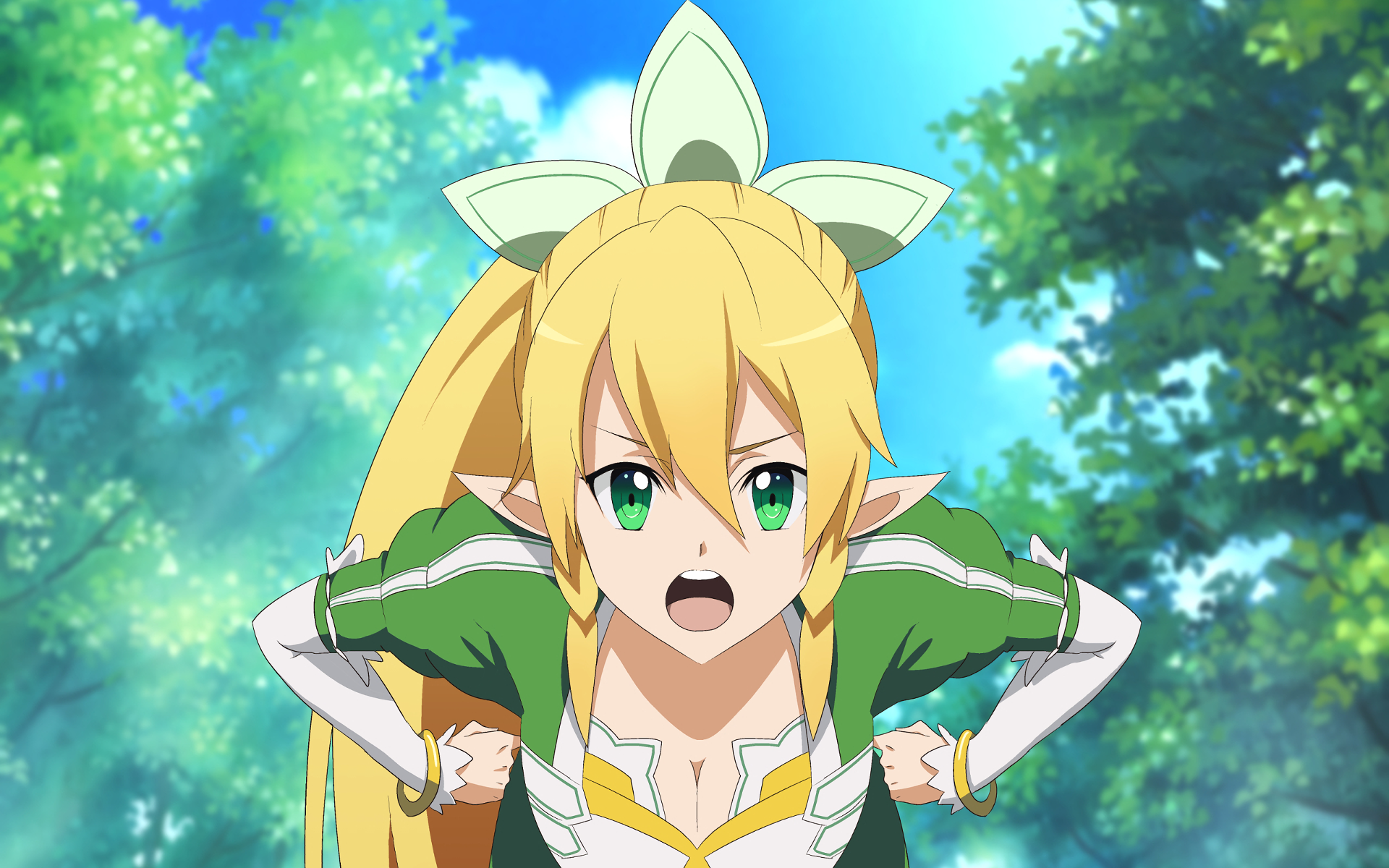 Leafa's Fierce Spirit – HD Sword Art Online Anime Wallpaper