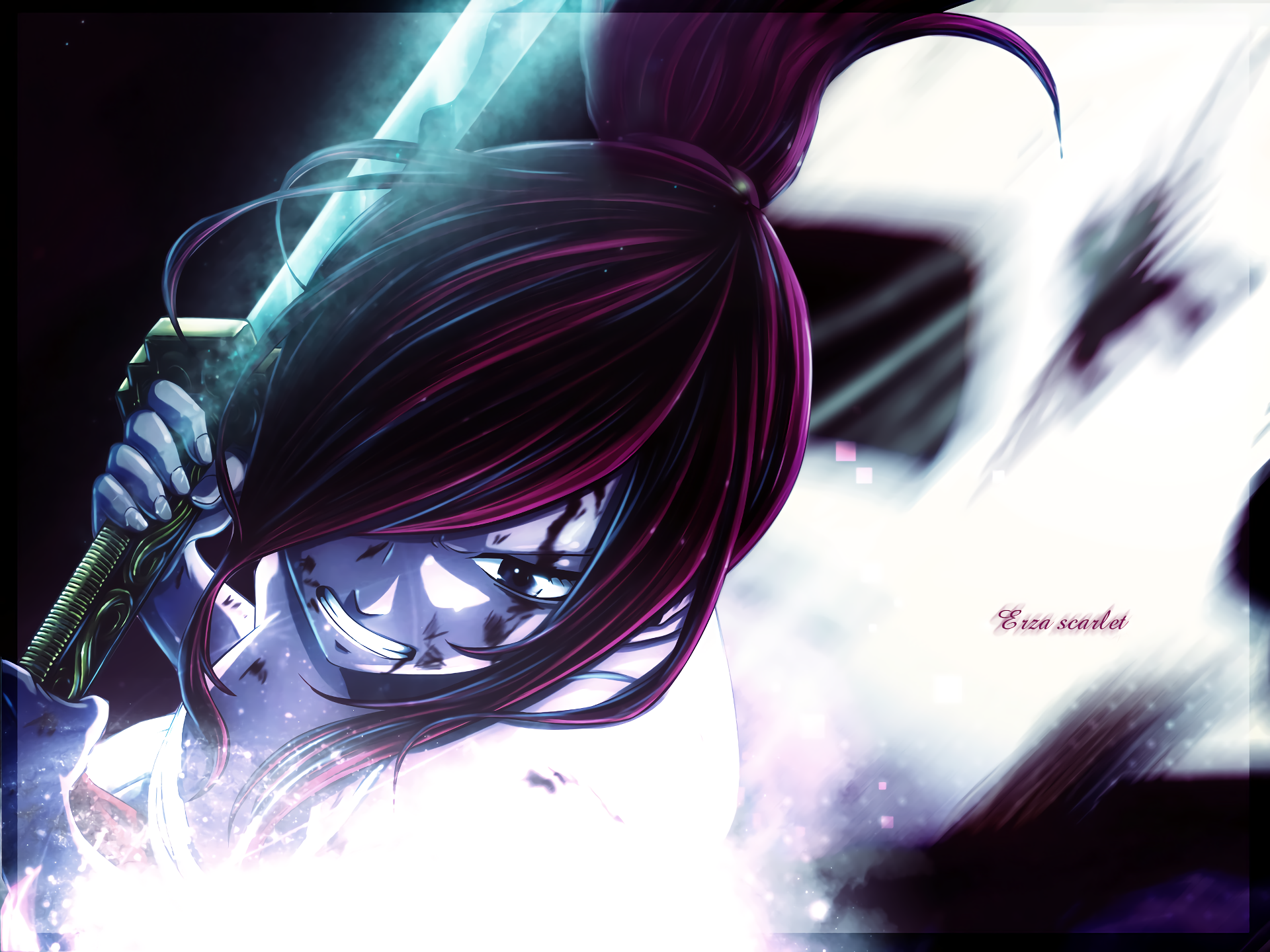 Erza Scarlet HD Wallpaper – Fierce Fairy Tail Anime Art by ndj4