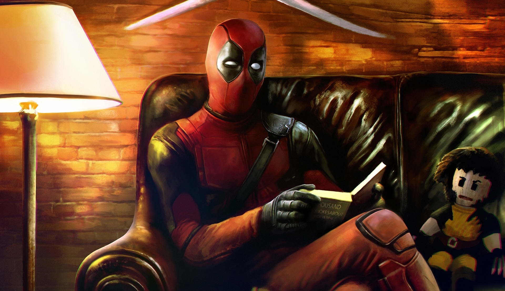 Deadpool HD Comic Vibes: Relaxing with a Book