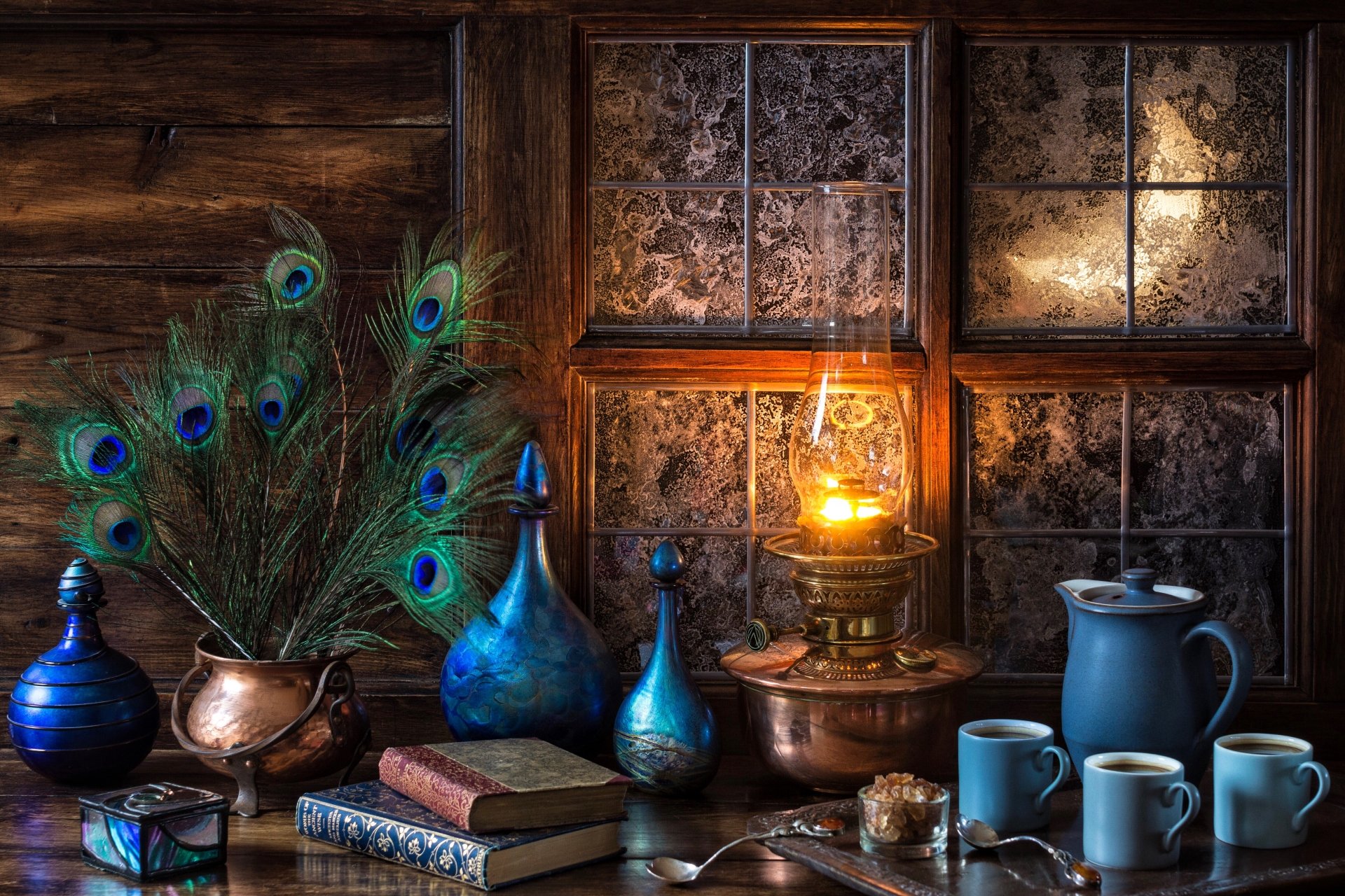 Download Blue Window Feather Peacock Book Vase Lamp Photography Still ...