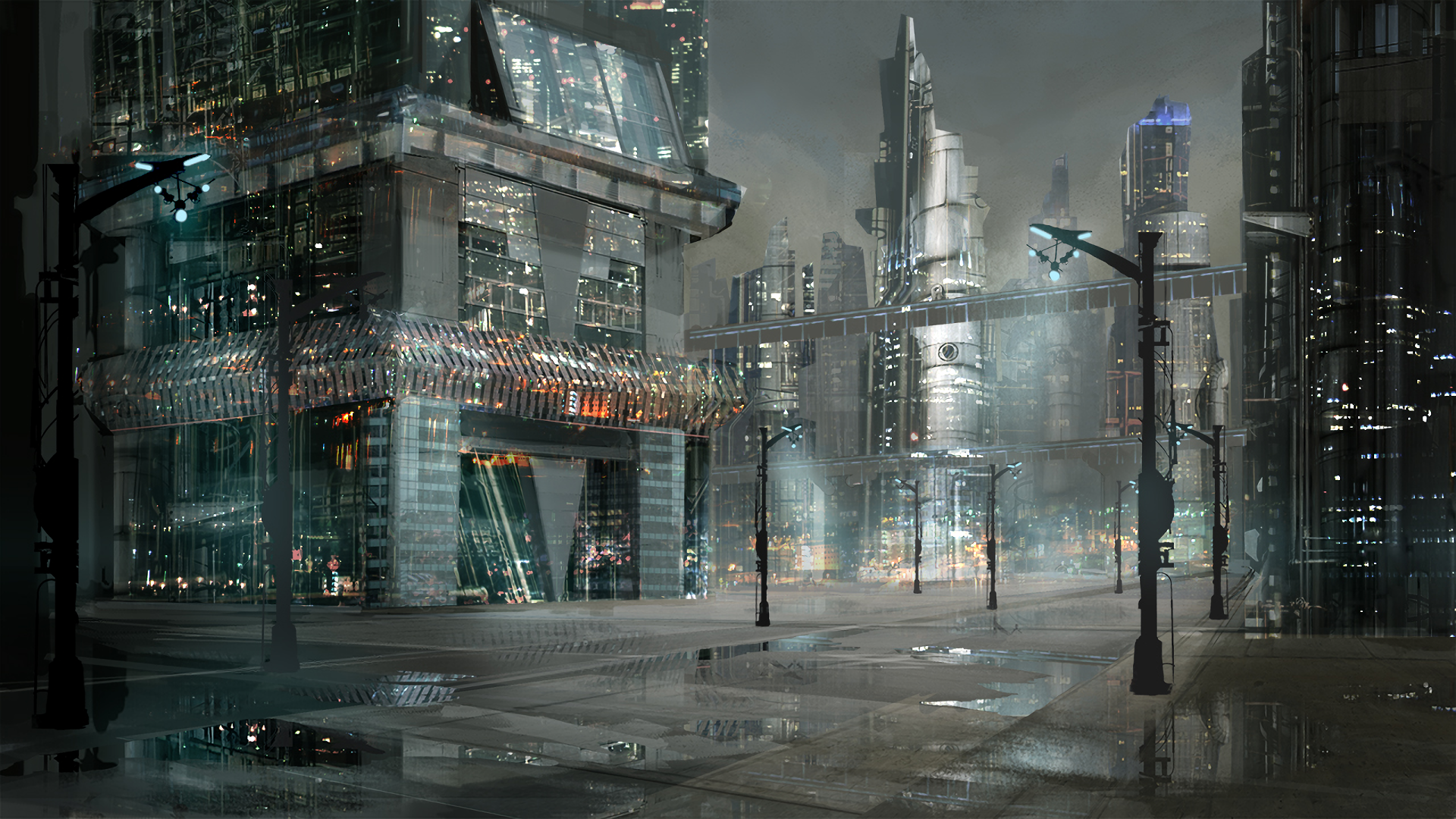 Futuristic Cityscape HD Anime Wallpaper