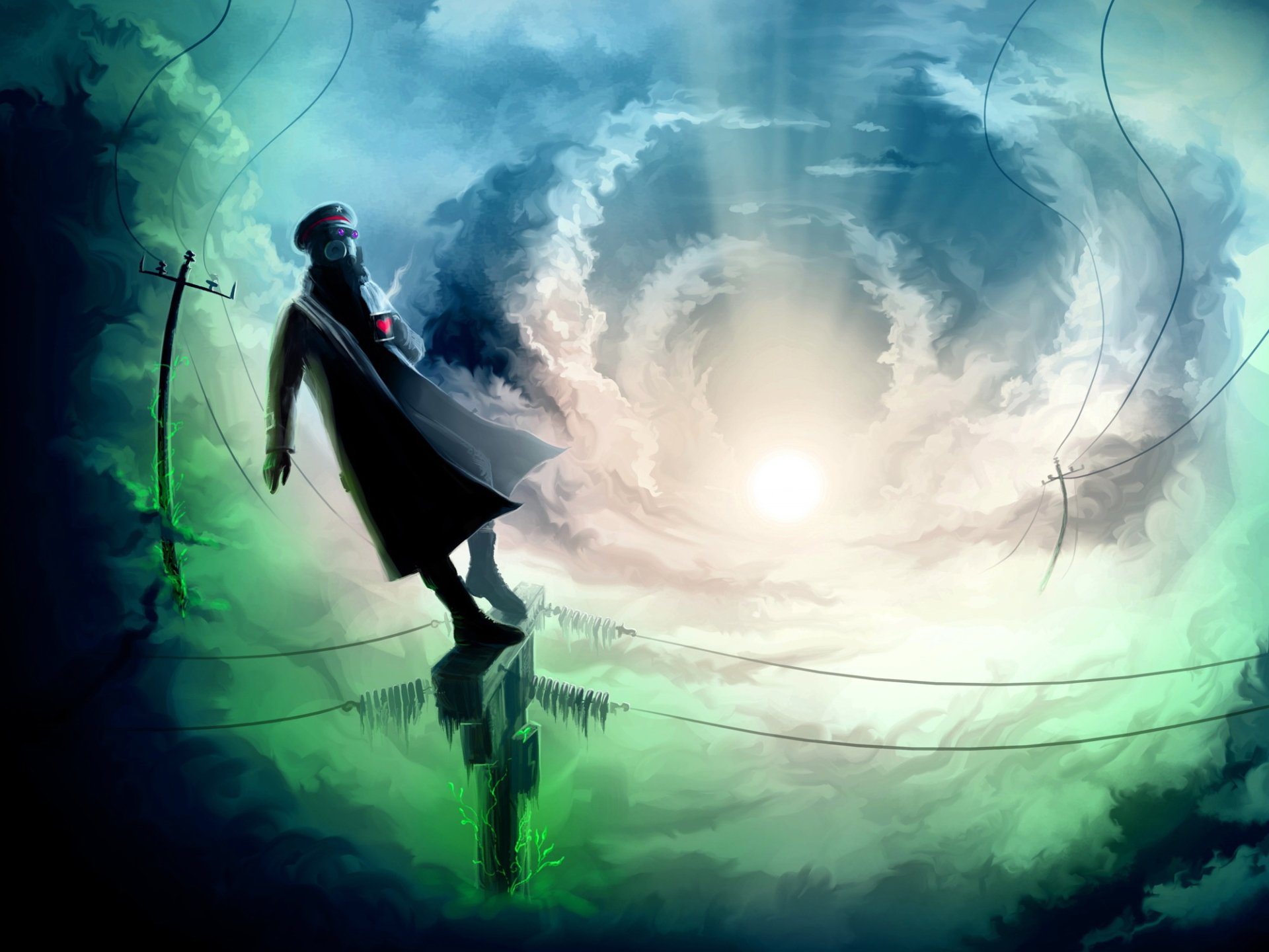 Download Sunbeam Gas Mask Cloud Power Line Comic Romantically ...