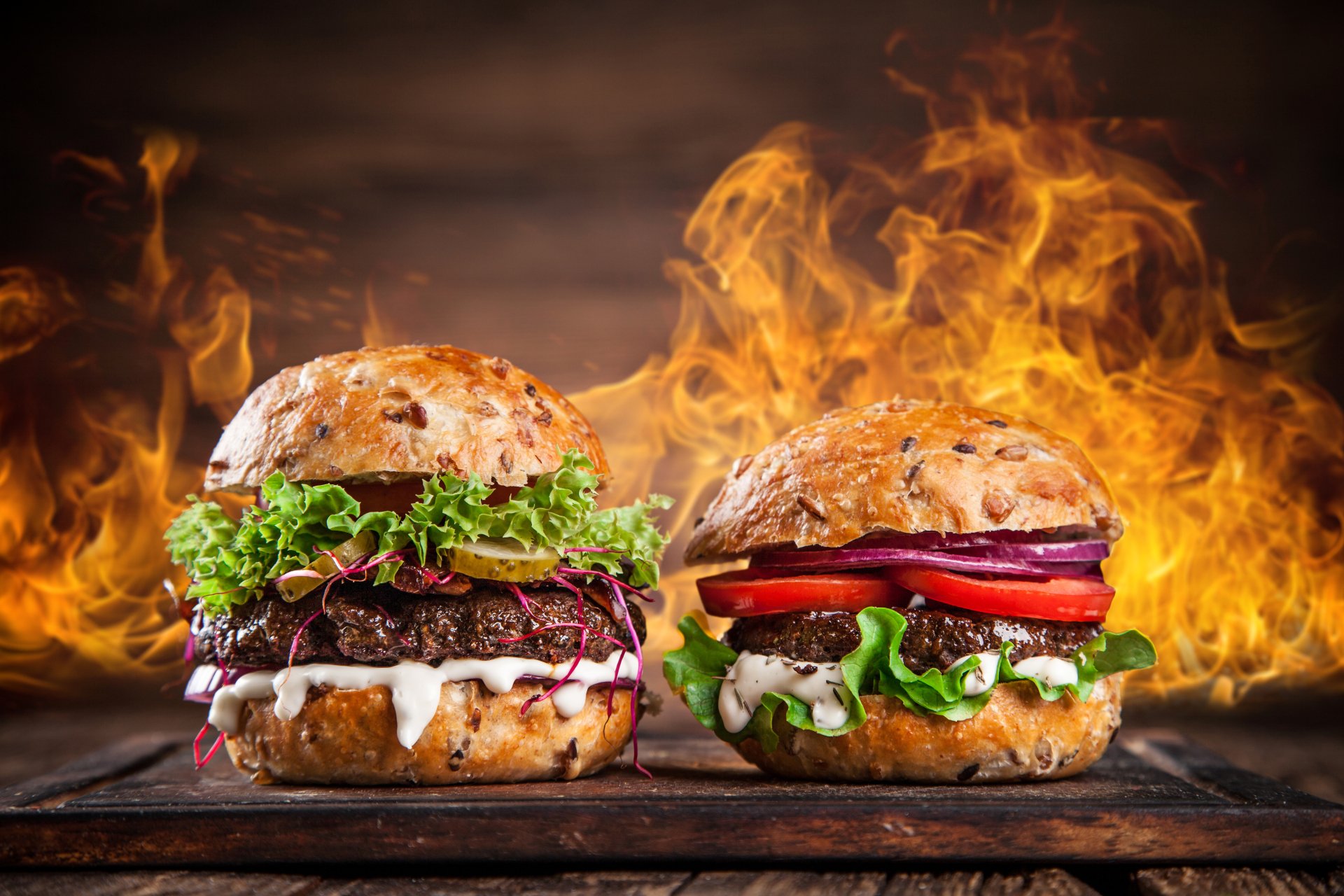Blazing Gourmet Burgers – 4K Ultra HD Flame-Kissed Feast