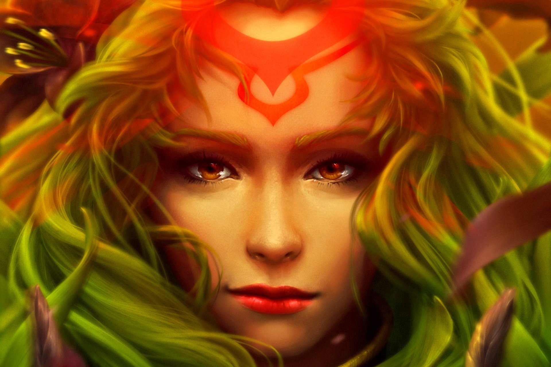 C.C. Flame Vision: Vibrant Green-Haired Anime Icon with Fiery Orange ...