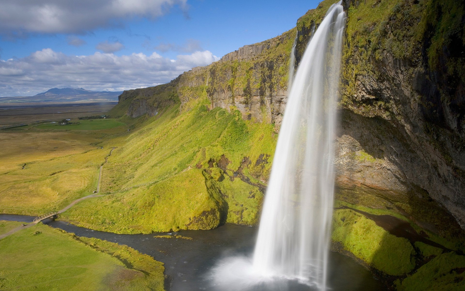 Download Iceland Water Waterfall Sky Grass Seljalandsfoss Hd Wallpaper