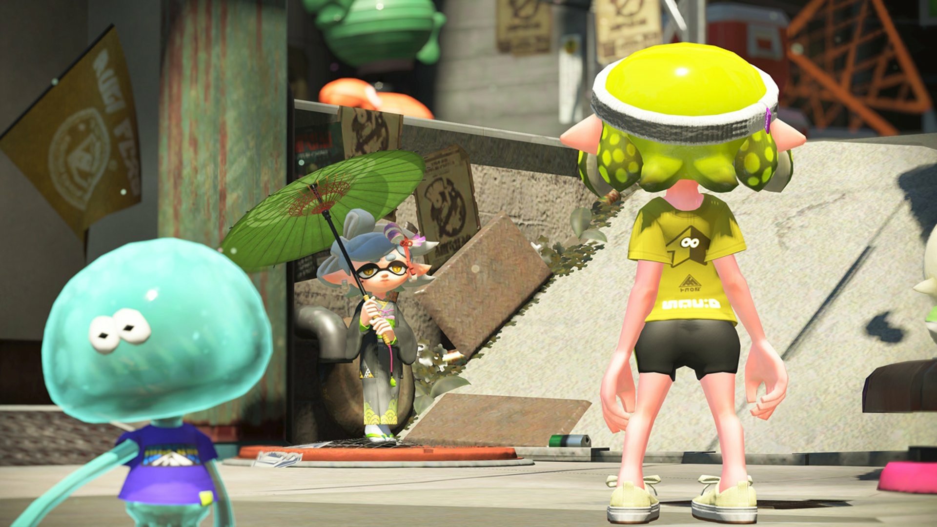Splatoon 2 HD Wallpaper Featuring Inkling & Marie's Stylish Showdown