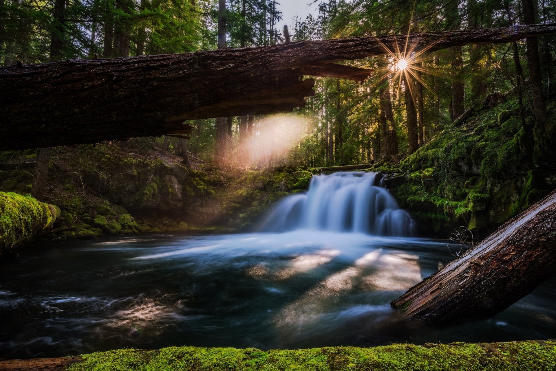 Sunbeam Falls: Forest Waterfall HD Nature Wallpaper | 2048x1367 ...