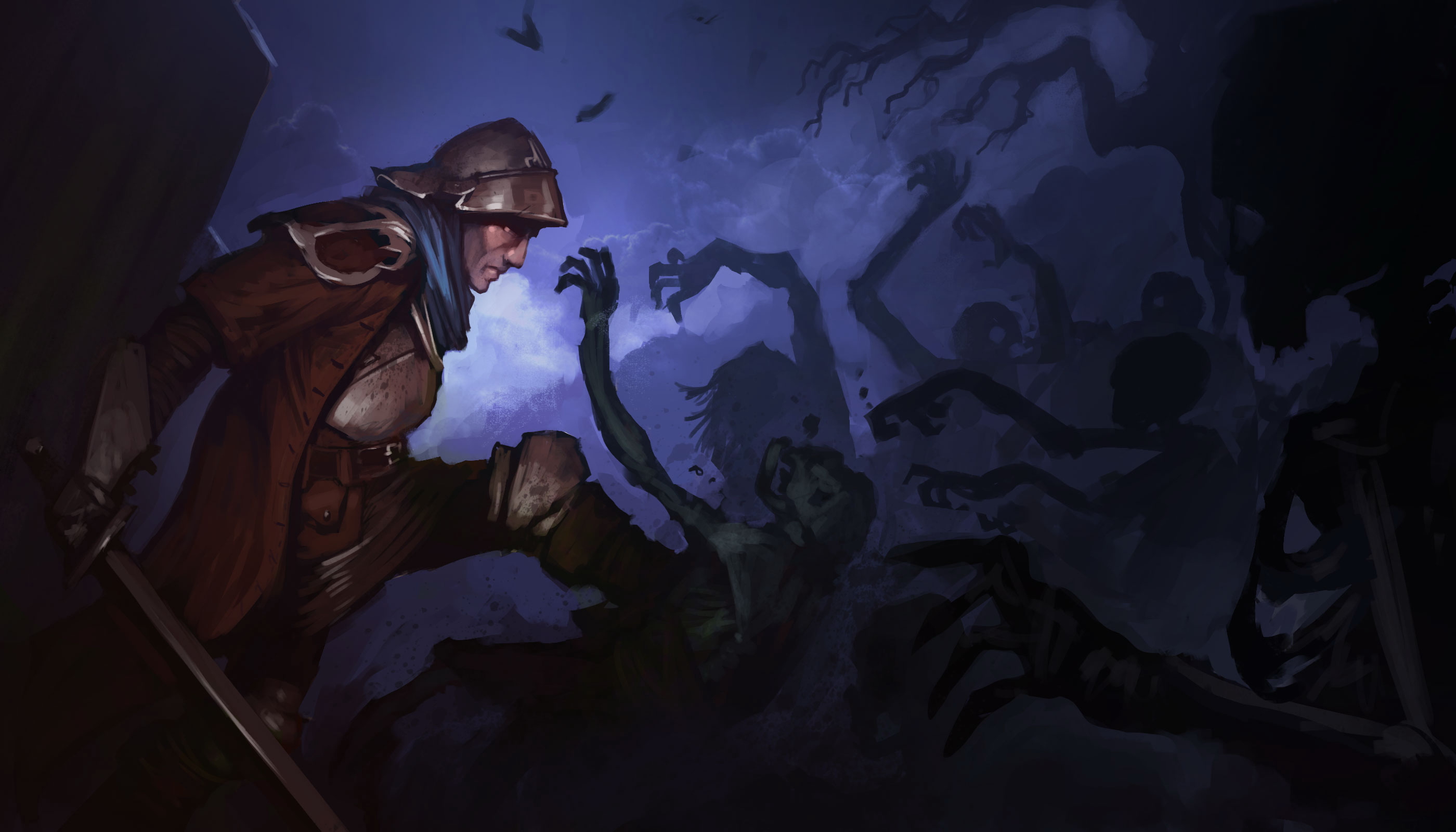Download Zombie Undead Sword Dark Warrior HD Wallpaper by Paul Taaks
