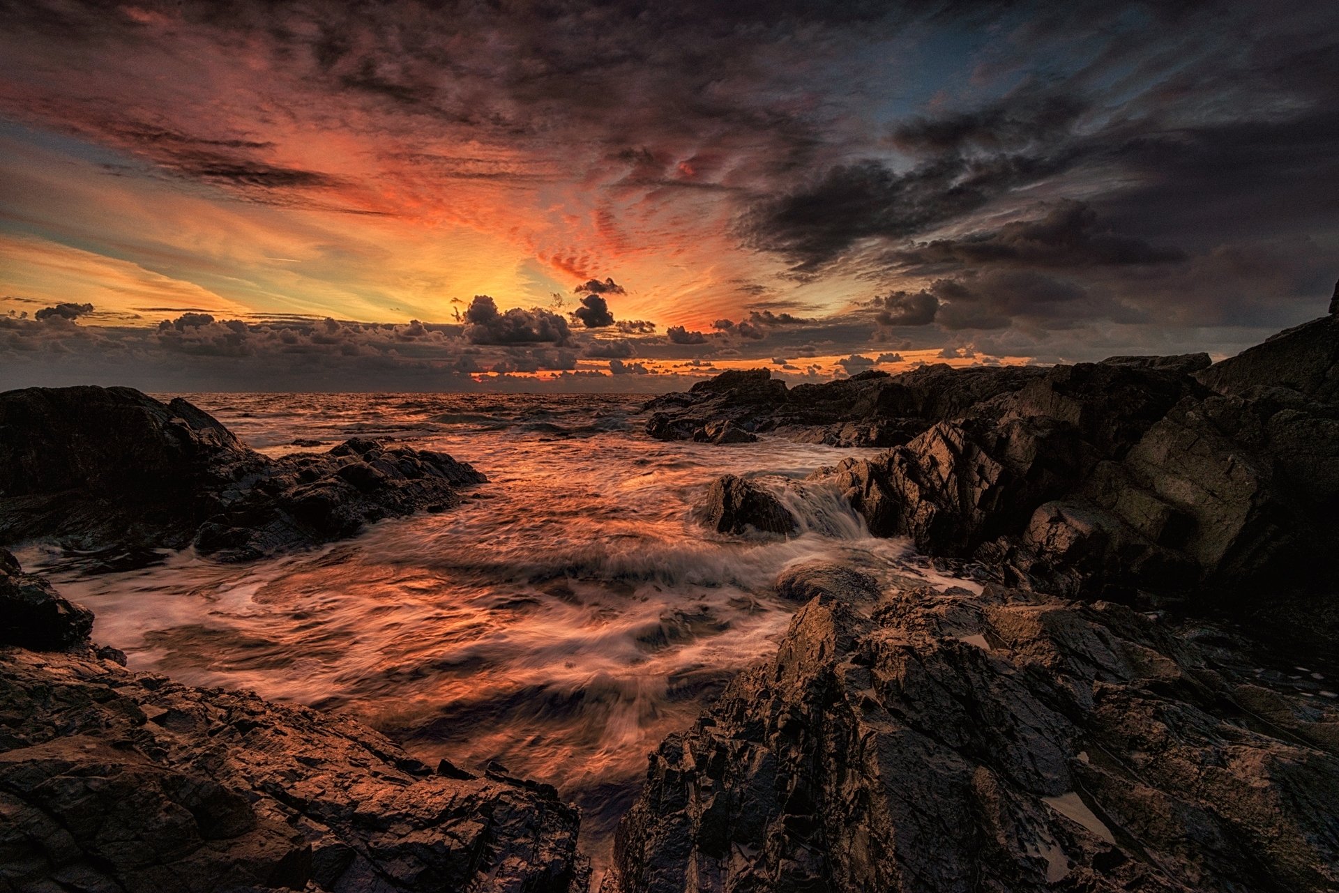 Download Horizon Sea Ocean Cloud Sky Nature Sunset HD Wallpaper