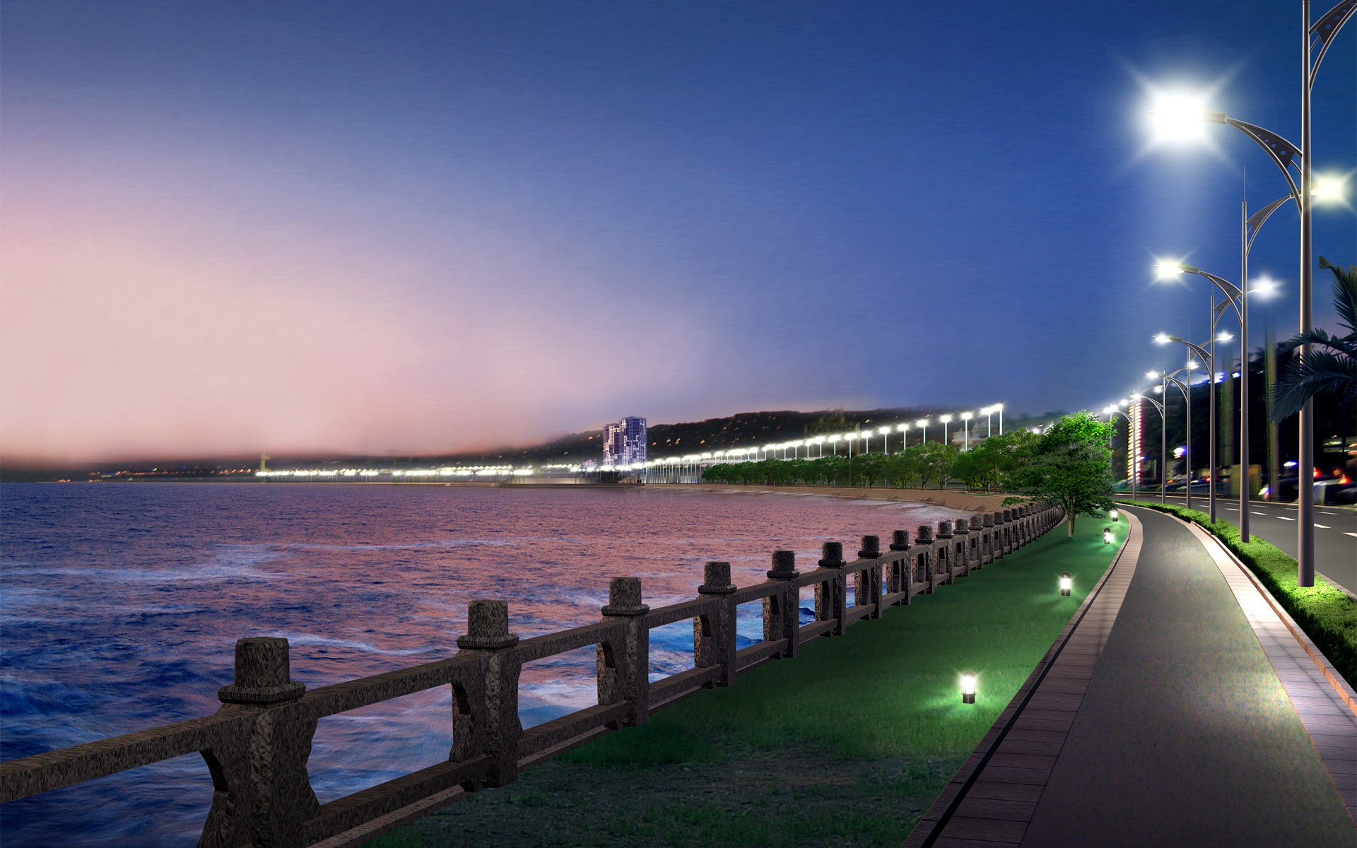 Artistic Coastal Nightscape HD Wallpaper | 1920x1200 | Wallpaper Abyss