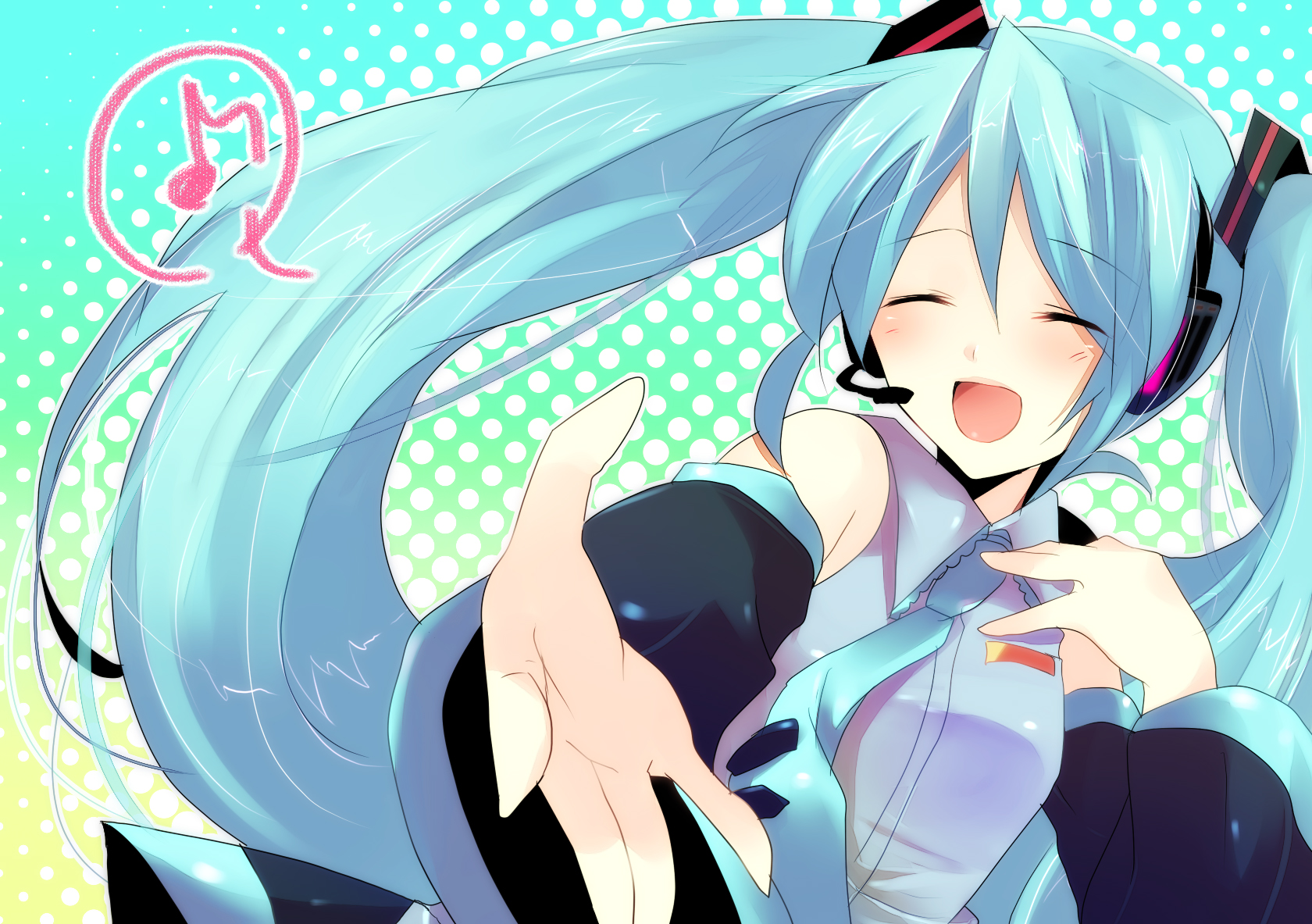 HD Wallpaper of Hatsune Miku: The Vibrant Vocaloid by Kurohara Yuu