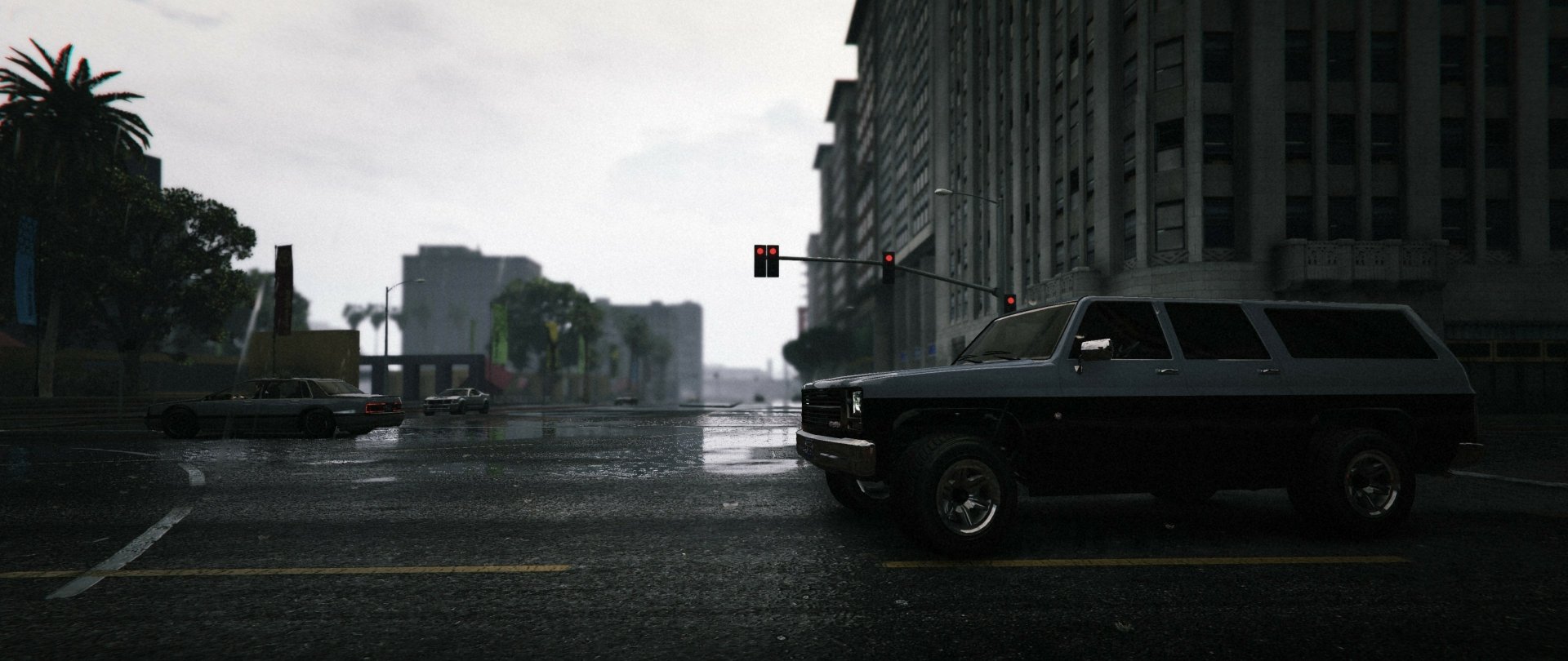 Download Vehicle Car City Road Reflection Rain Video Game Grand Theft ...