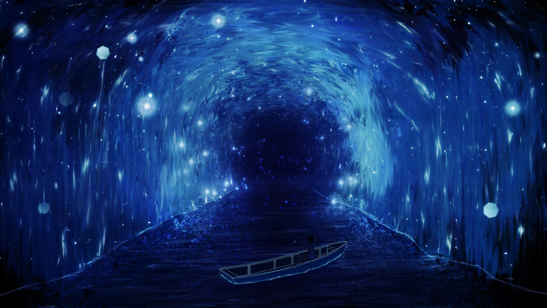 Download Water Light Cave Fantasy Anime Original HD Wallpaper by Y_Y