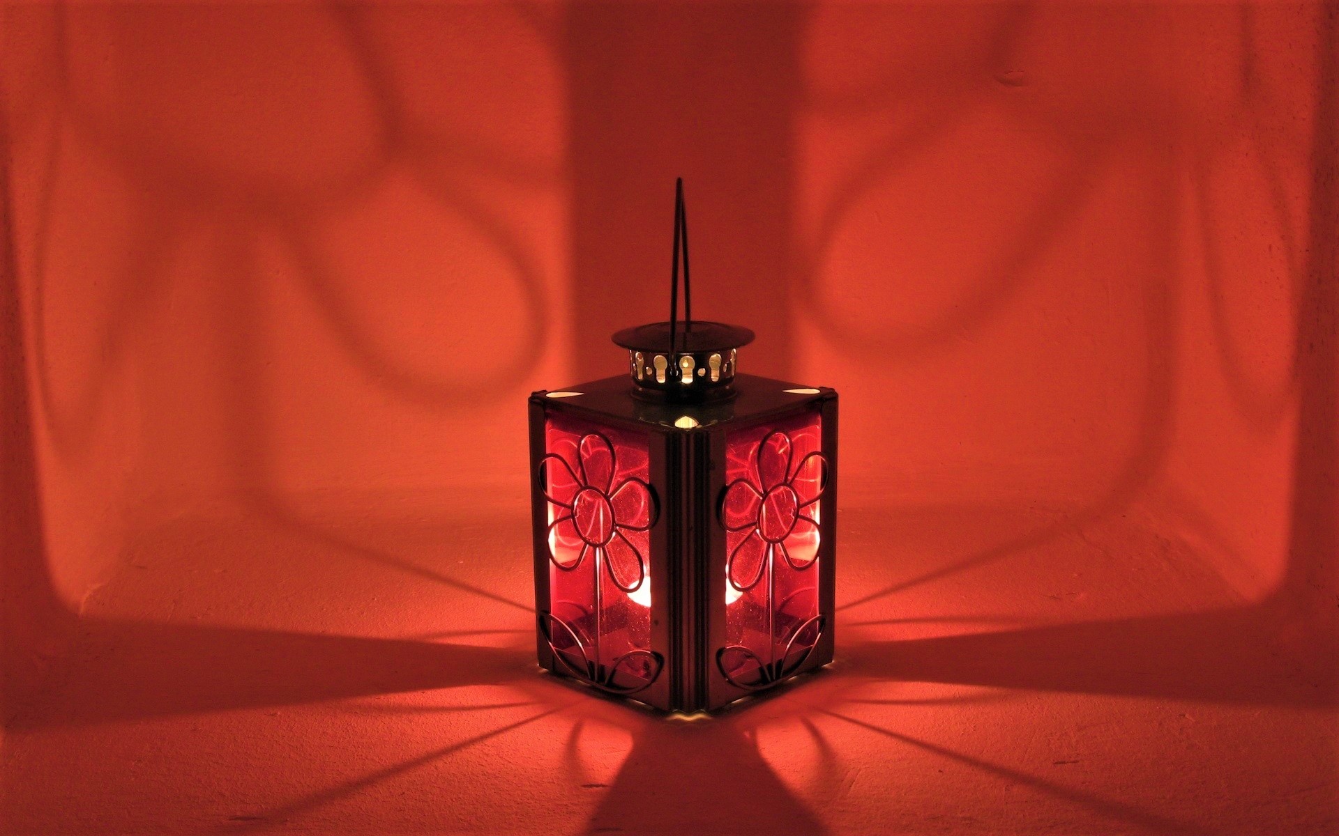 Download Shadow Flower Red Man Made Lantern HD Wallpaper