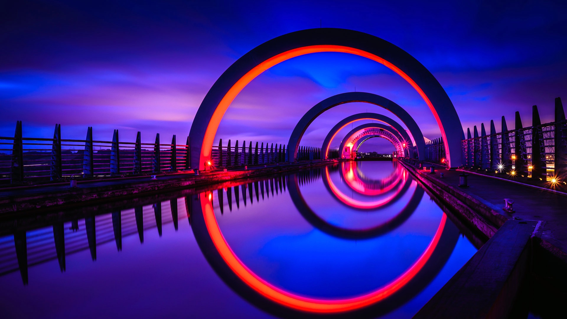 Falkirk Wheel at Night: Vibrant Reflections of Scotland's Engineering ...