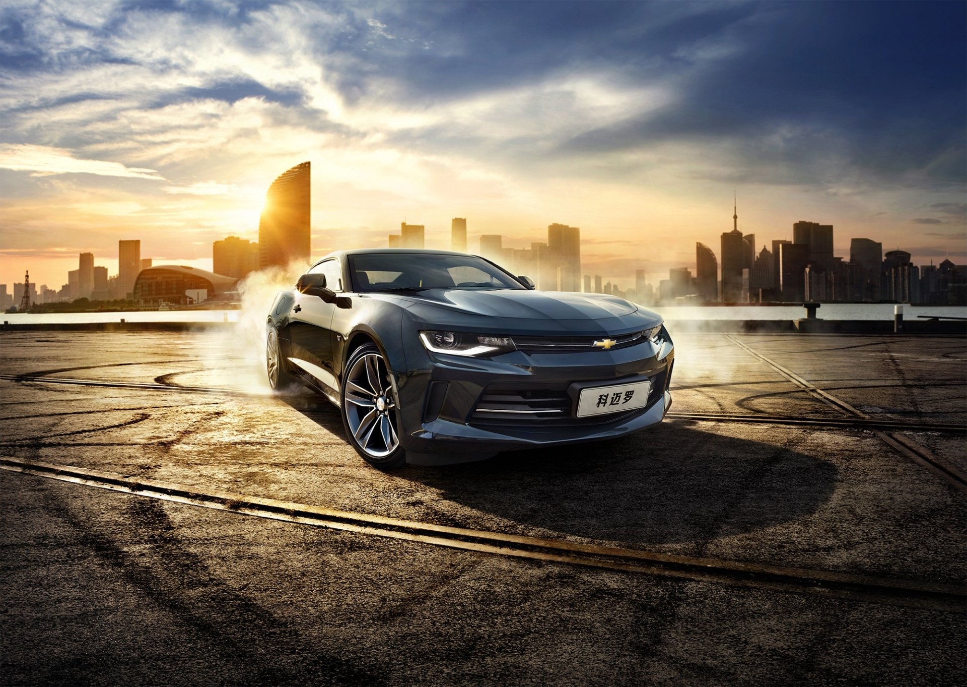 Download Skyline Cityscape Muscle Car Silver Car Car Chevrolet Vehicle ...