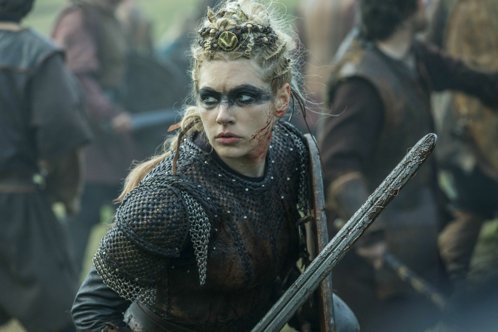 Lagertha Unleashed: Vikings HD Wallpaper Featuring Katheryn Winnick