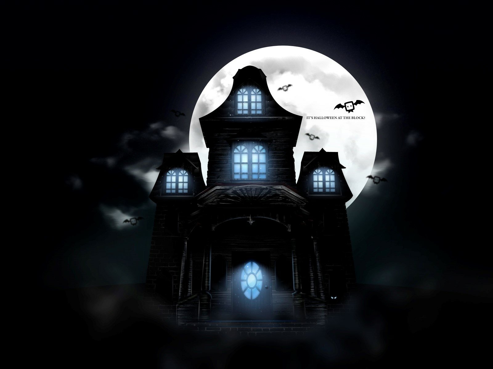 Moonlit Haunted House — Halloween HD Wallpaper | 1600x1200 | Wallpaper ...