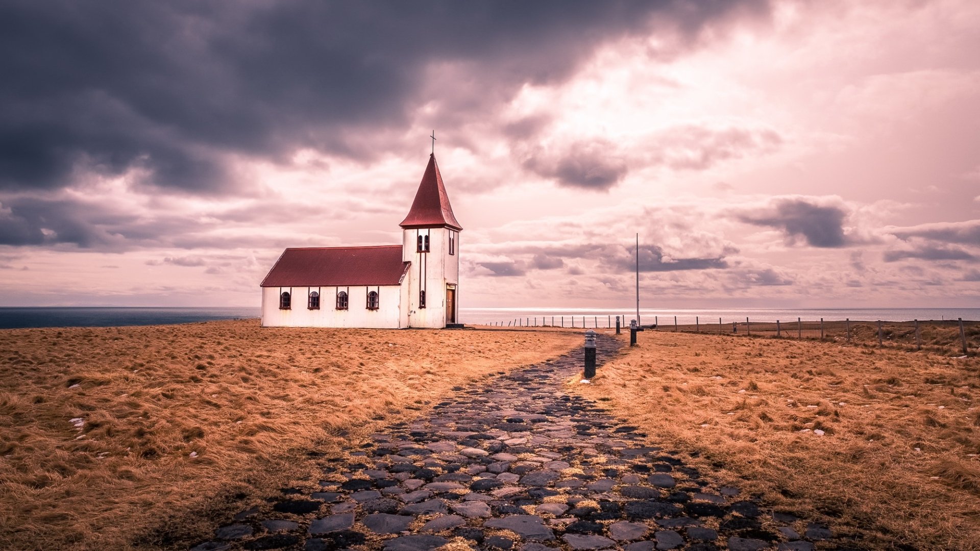 Download Path Cloud Sky Horizon Building Religious Church HD Wallpaper