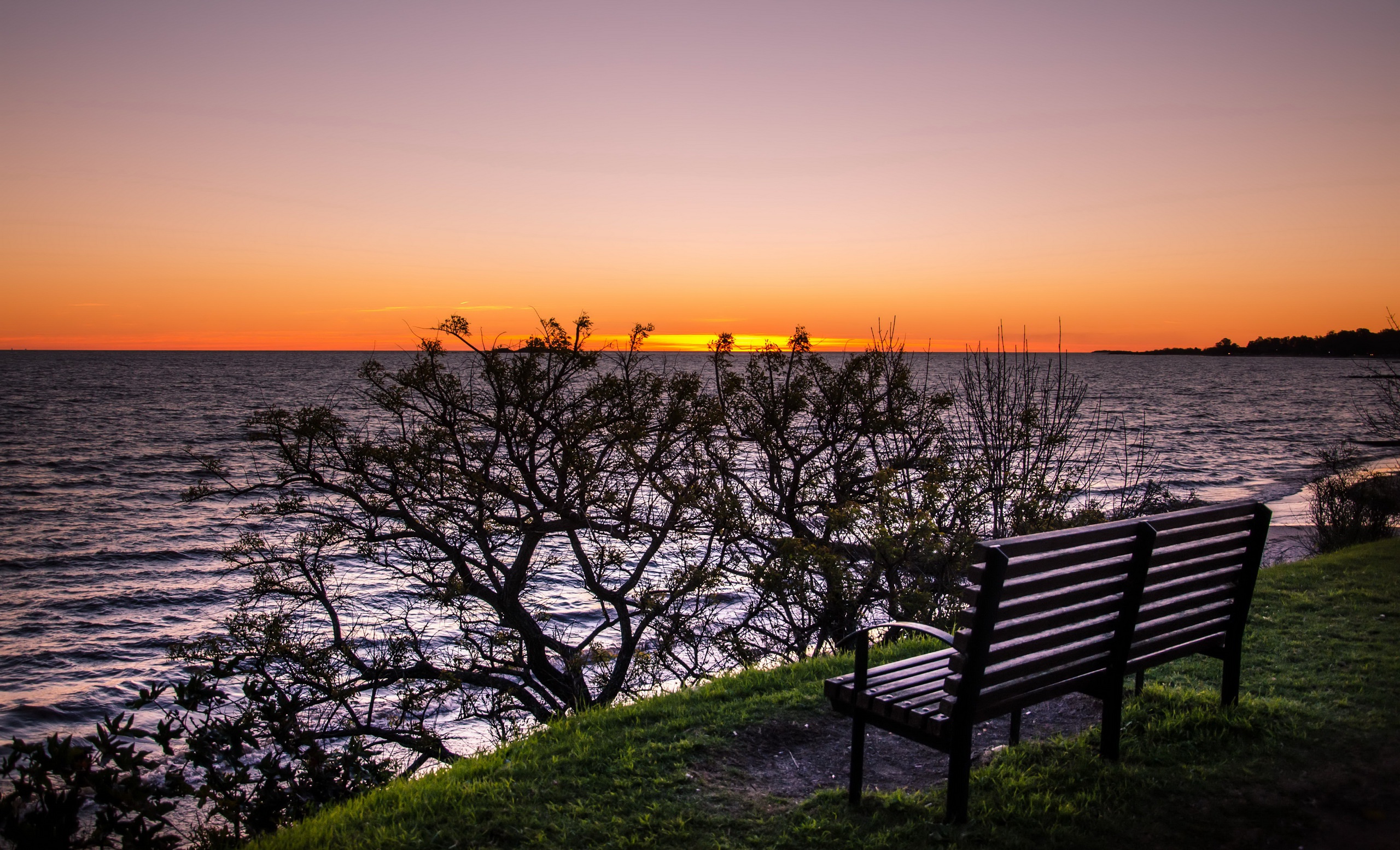 Download Bench Ocean Nature Photography Sunset HD Wallpaper