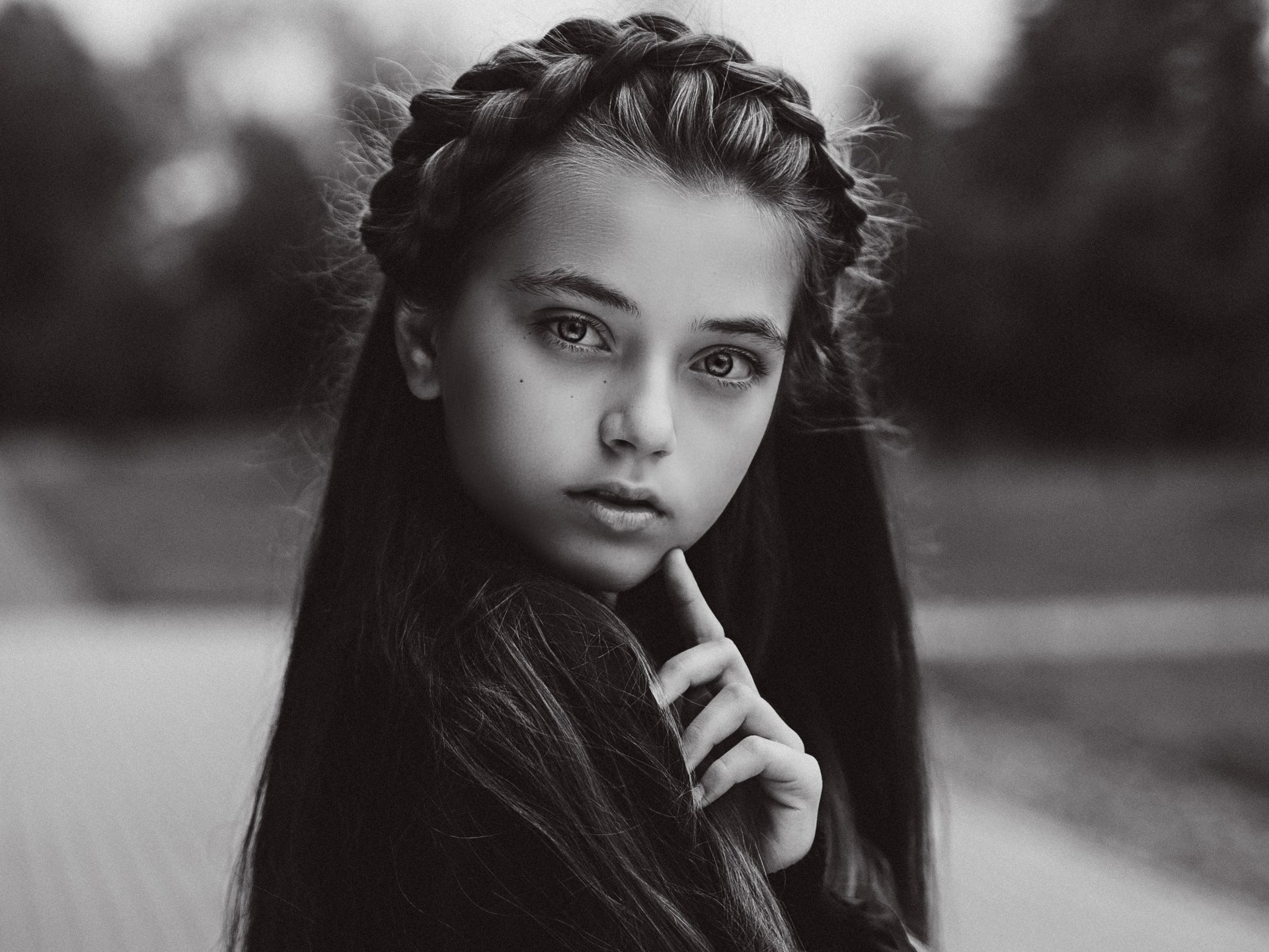 Timeless Elegance: Black & White Braid Portrait in 4K Ultra HD
