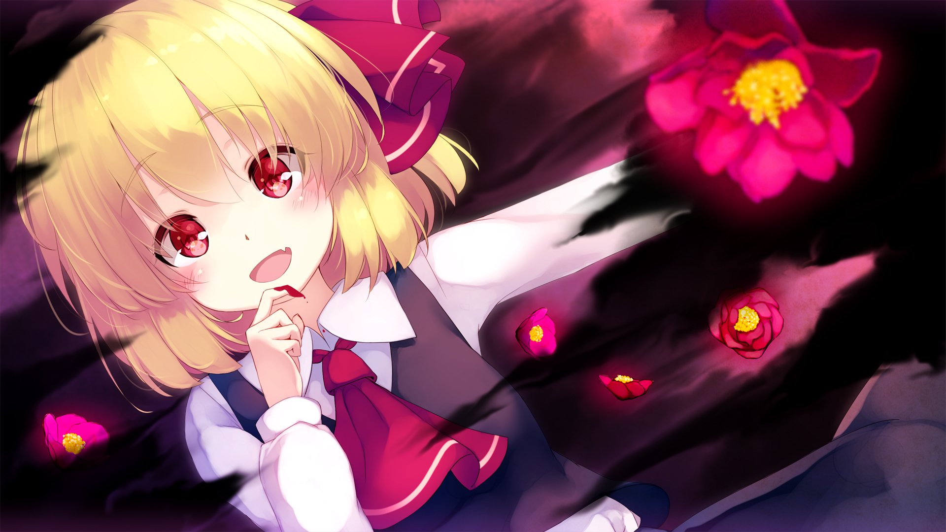 Rumia's Enchanted Bloom – Touhou Anime HD Wallpaper with Crimson Eyes
