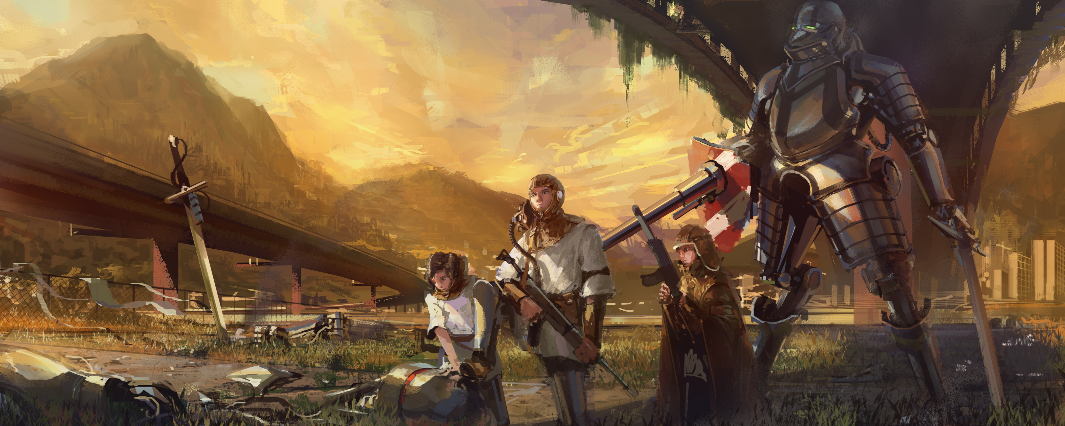 Download Weapon Armor Knight Sword Robot People Sci Fi Post Apocalyptic ...