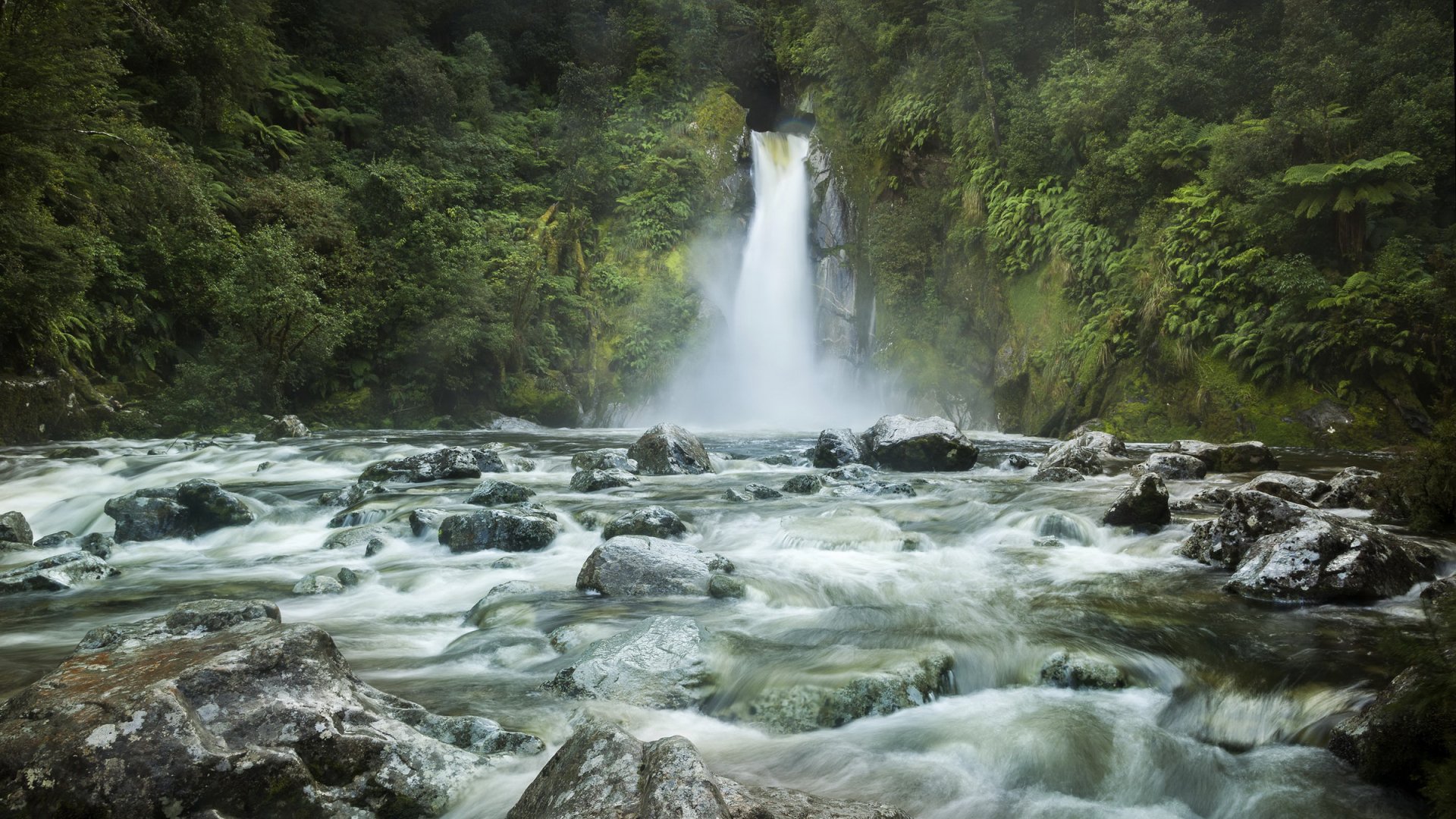Majestic Waterfall Amid Lush Green Riverscape - HD Nature Wallpaper ...