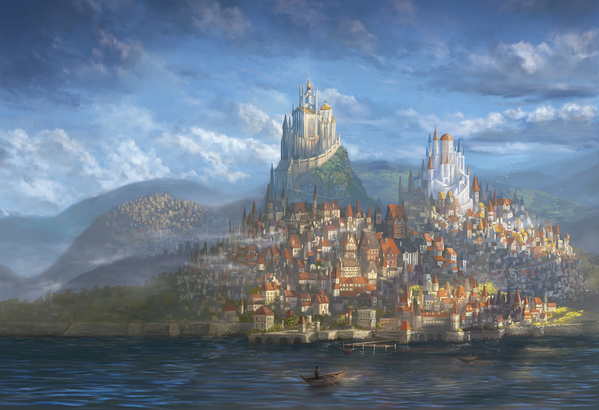 Fantasy Castle City HD Wallpaper by Alayna Lemmer-Danner