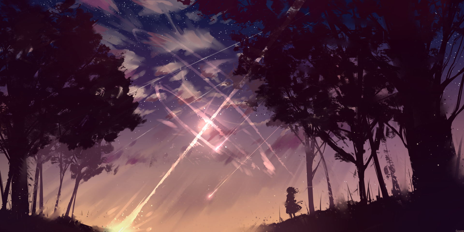 4K Ultra HD Anime Sunset Meteor Shower by Leisss