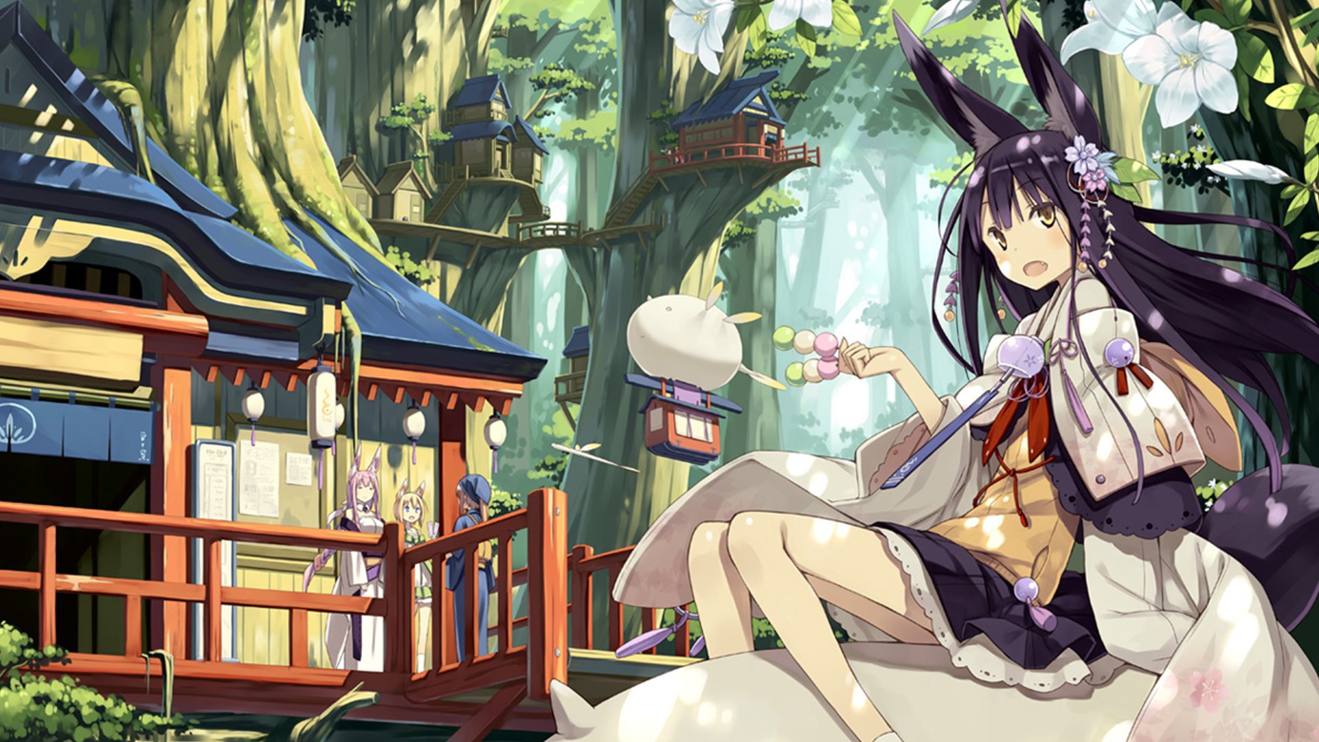 Enchanting Anime Girl in Tranquil Forest HD Wallpaper | 1920x1080 ...