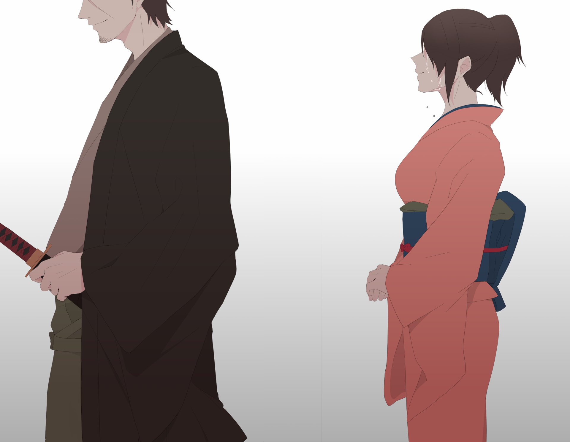 Samurai Emotions: Tae Shimura & Kondo Isao in Gintama HD Wallpaper