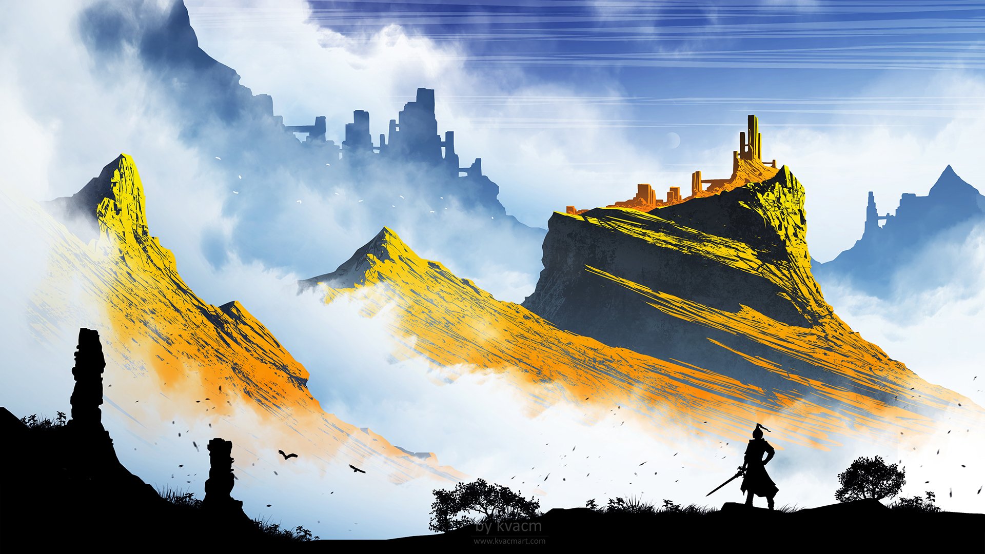 Epic Fantasy Landscape HD Wallpaper by Michal Kváč