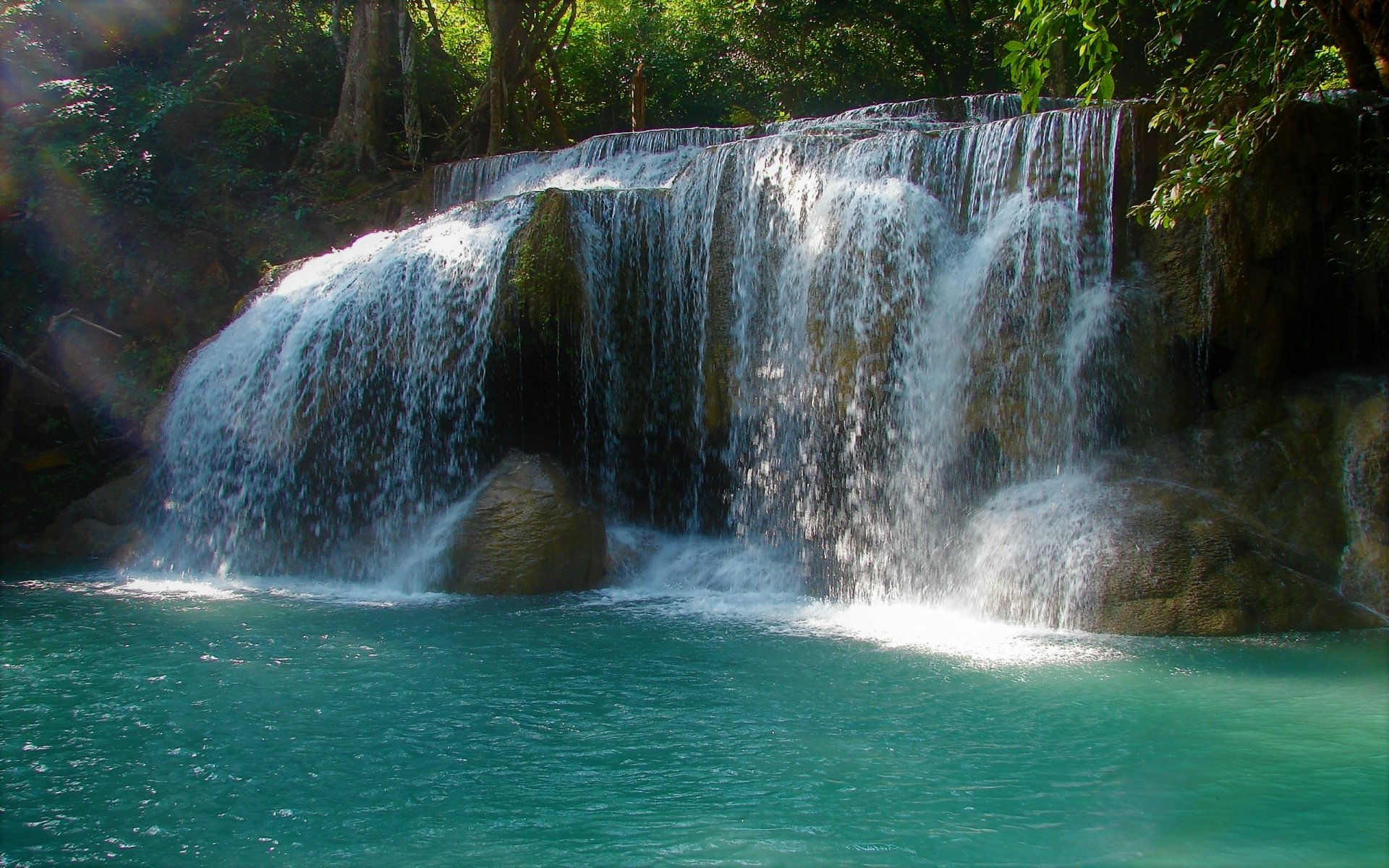 Tropical Waterfall Bliss - HD Wallpaper