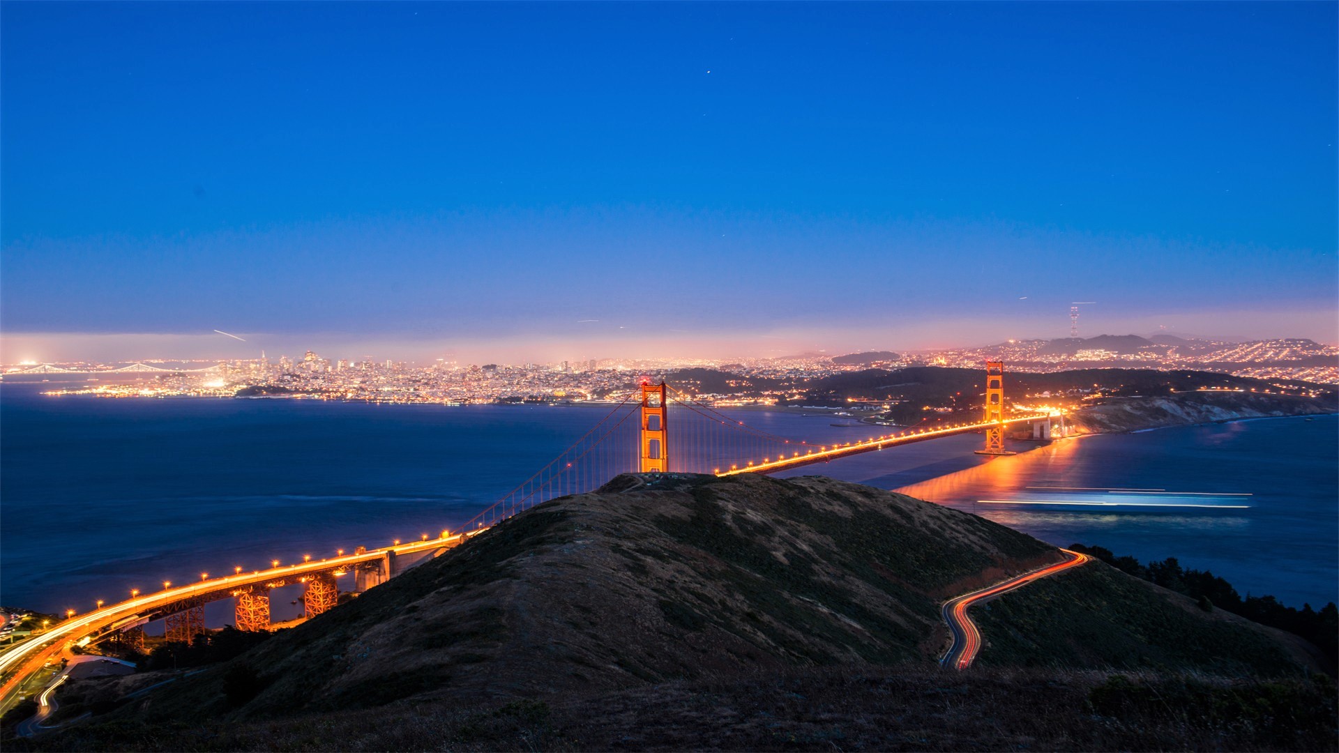 Download San Francisco Road Night Light Bridge Man Made Golden Gate HD ...