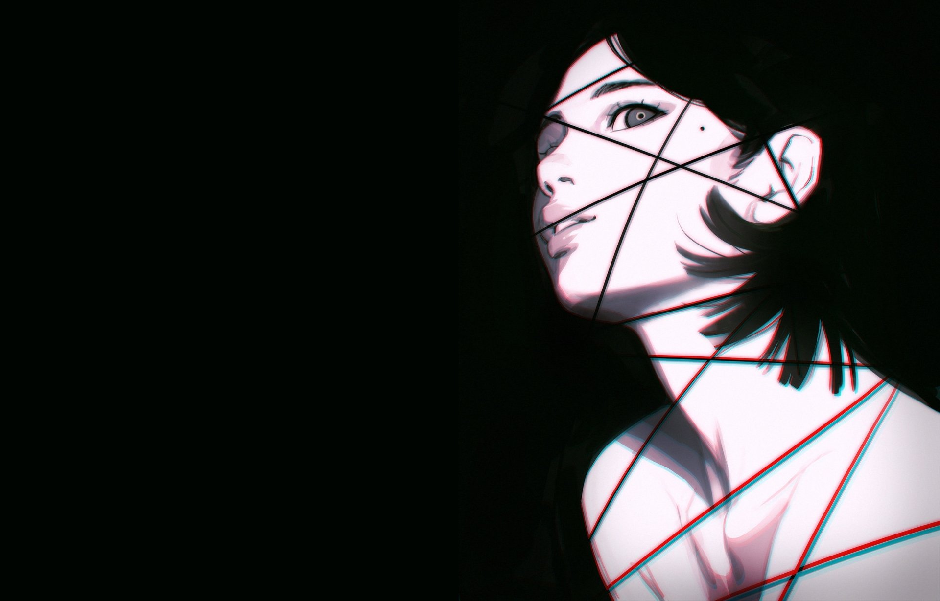 Shadow Threads: HD Anime Portrait of Short Black Hair & Grey Eyes by ...