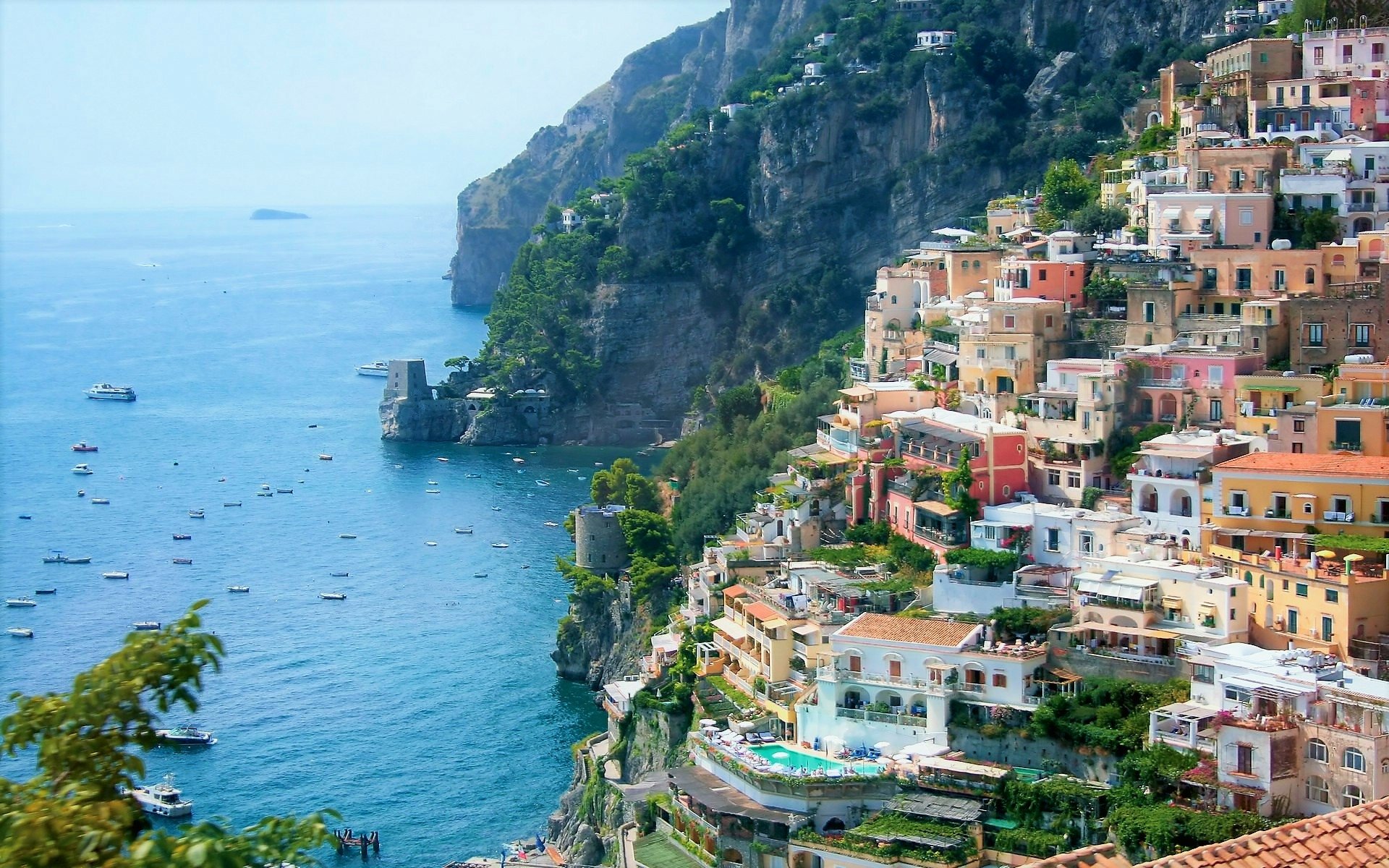 Positano Panorama: Stunning Italian Coastline Meets Ocean Horizon in HD ...