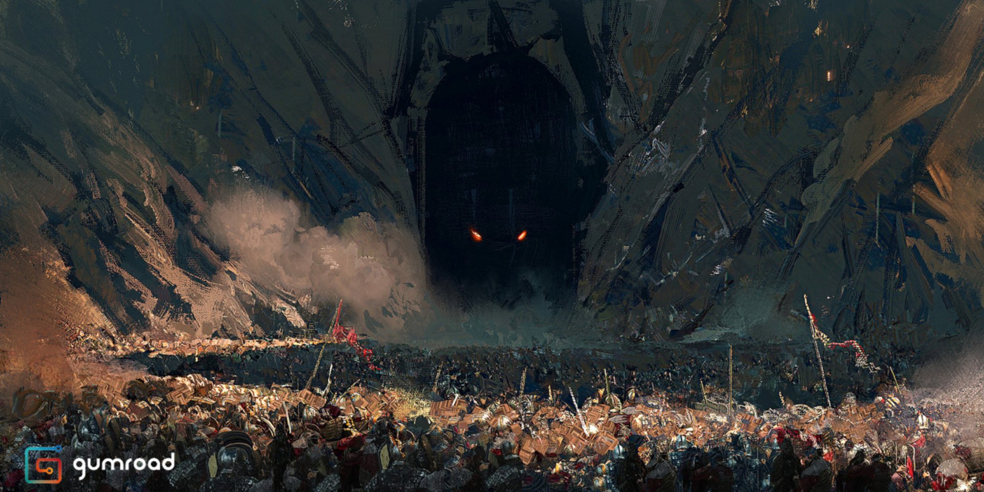 Epic Cave Battle: Soldier Faces Dark Monster in Fantasy HD Wallpaper by ...