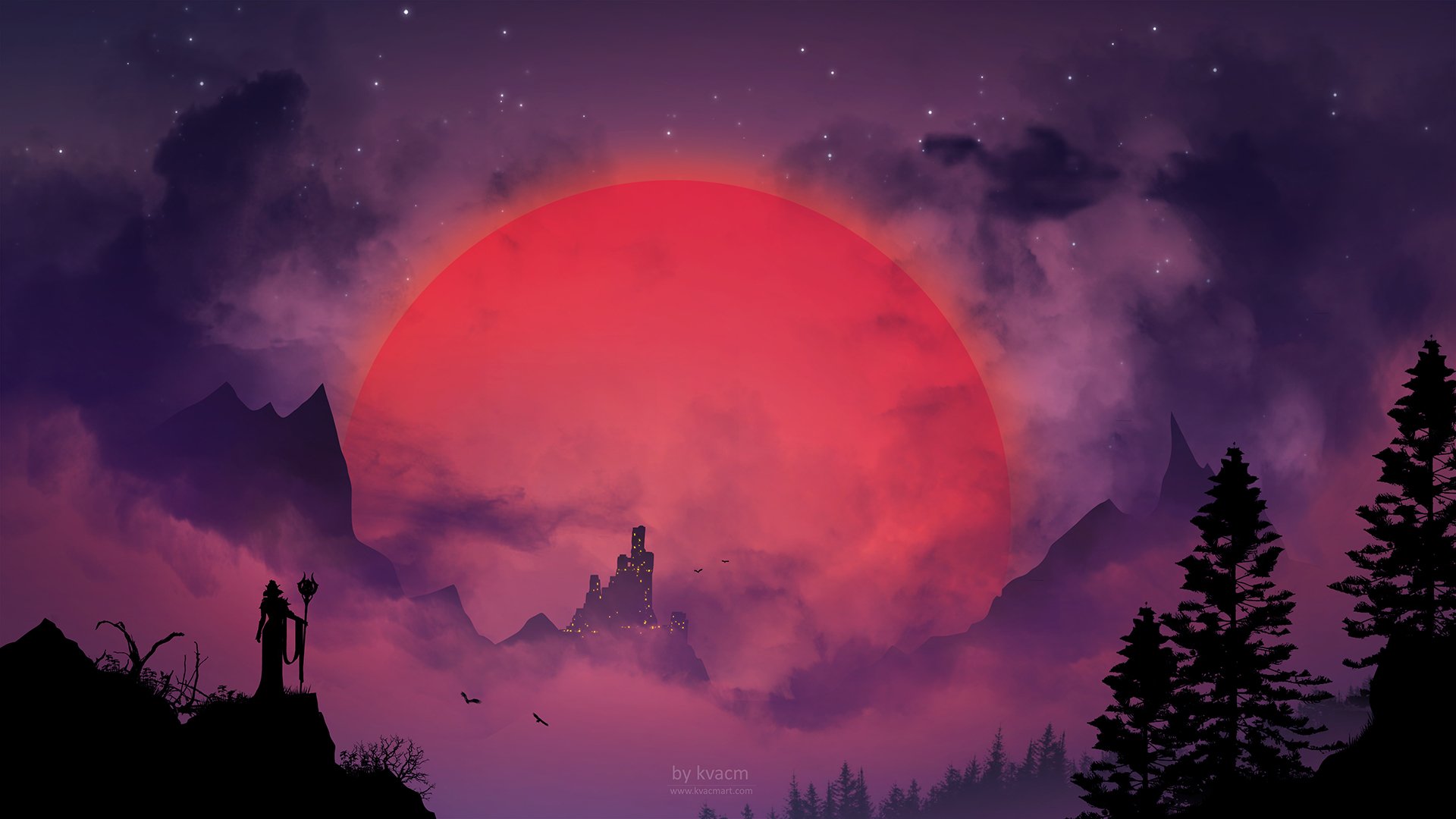 Fantasy Sunset Landscape HD Wallpaper by Michal Kváč | 1920x1080 ...