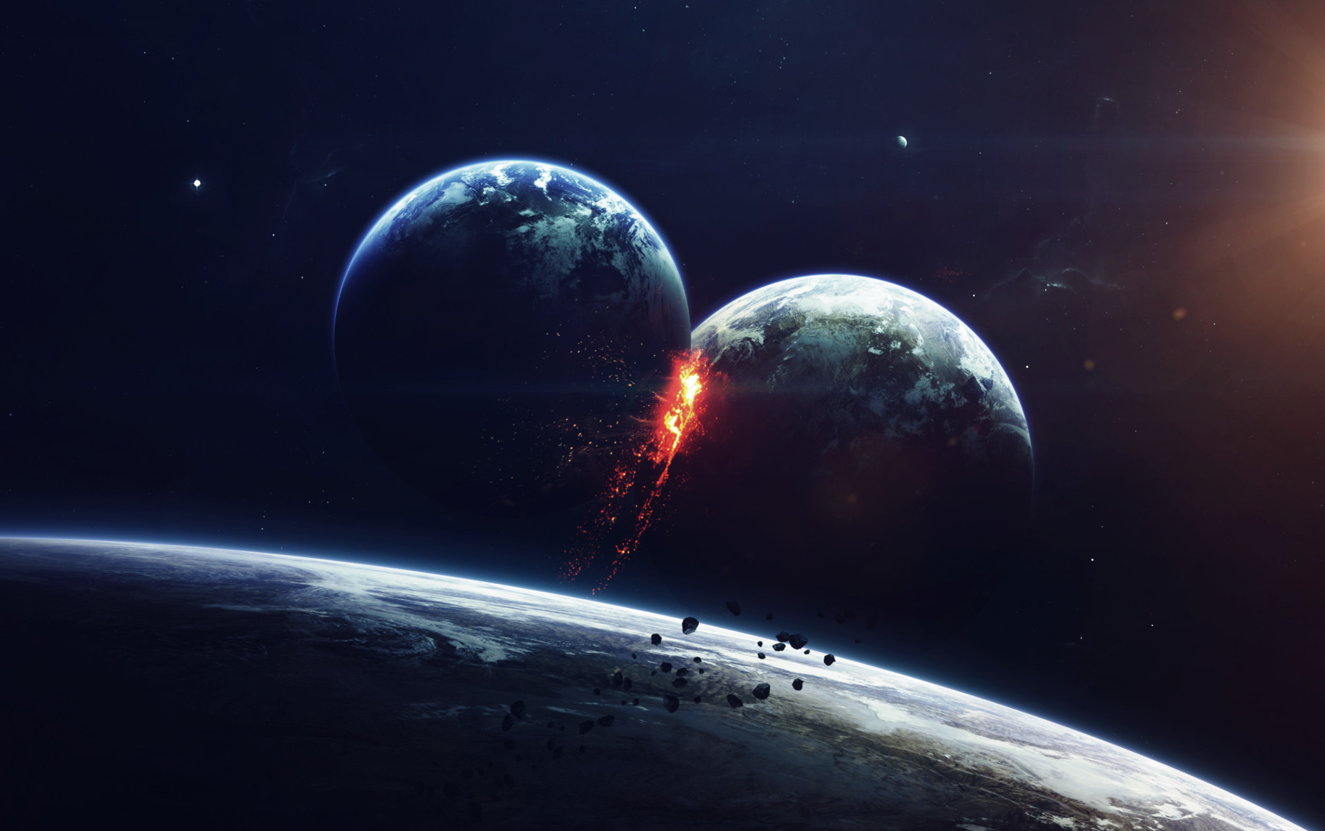Sci Fi Collision HD Wallpaper by Vadim Sadovski