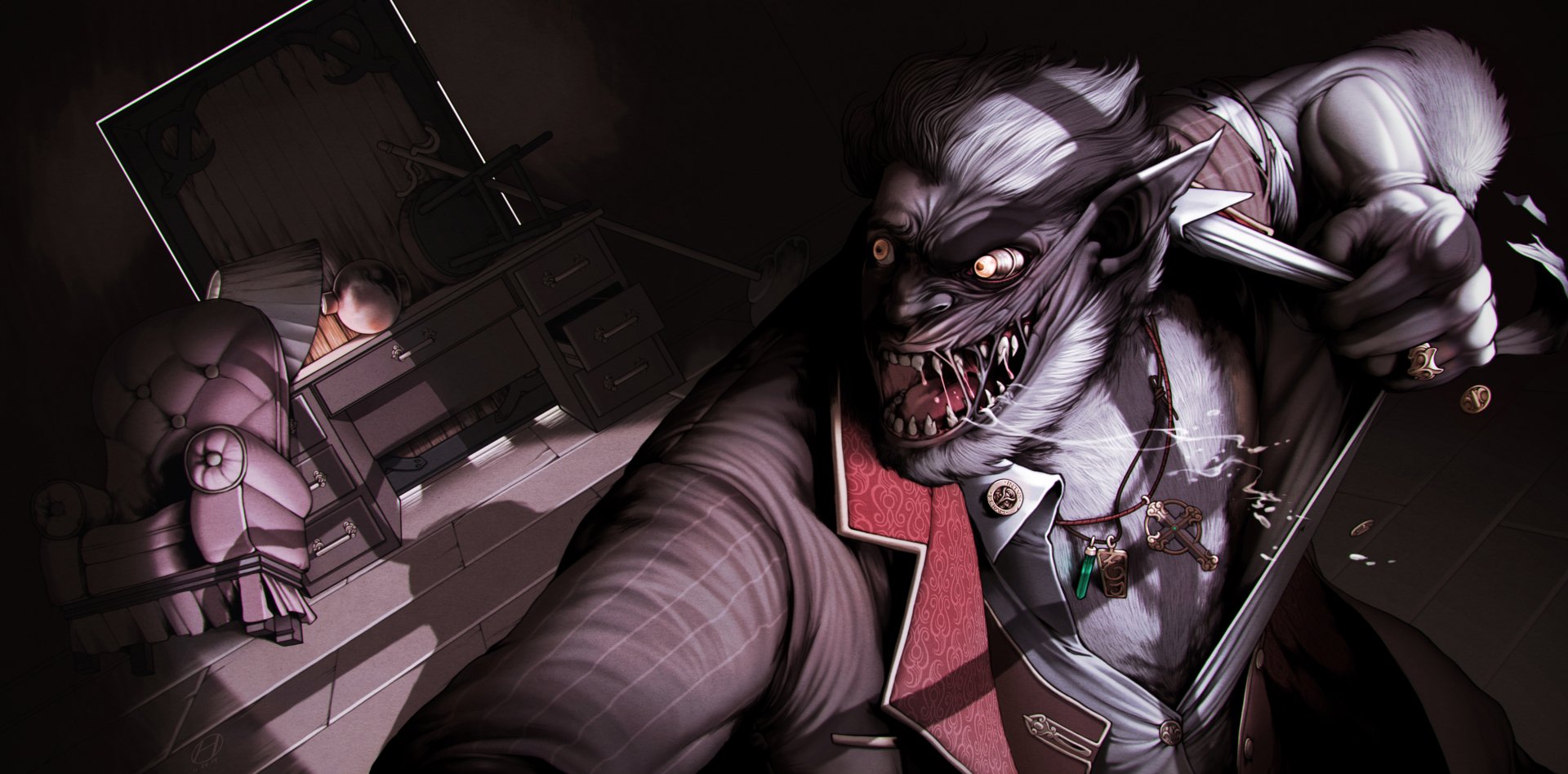 Download Dark Werewolf 4k Ultra HD Wallpaper by Hinchel Or | 6000x2963 ...